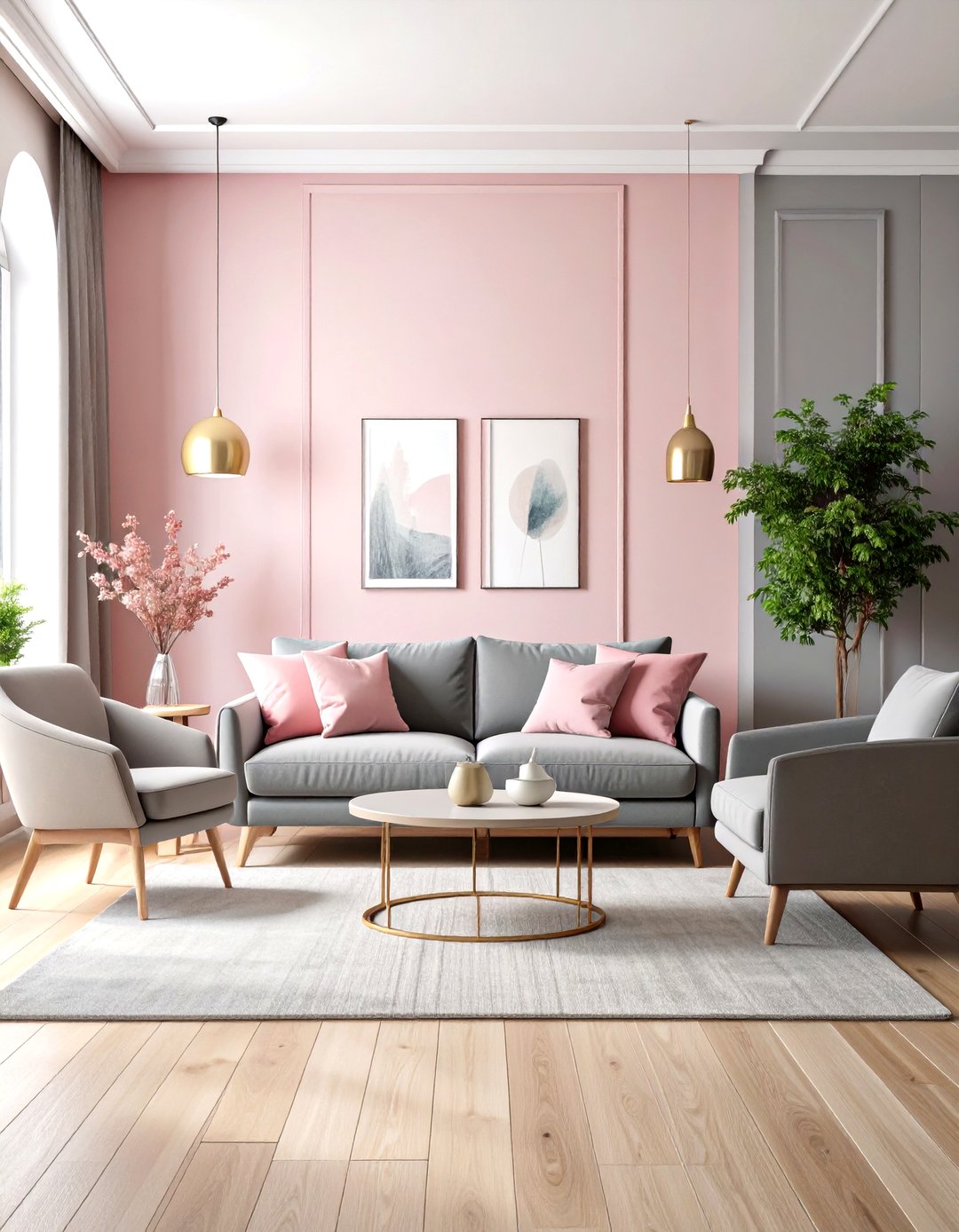 24 Pink and Grey Living Room Ideas to Refresh Rooms - Too Much Time