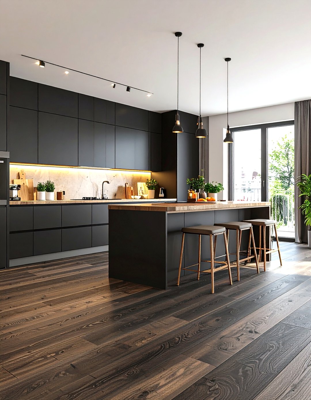 24 Black Floor Kitchen Ideas for Bold, Wipe-clean Style - Too Much Time
