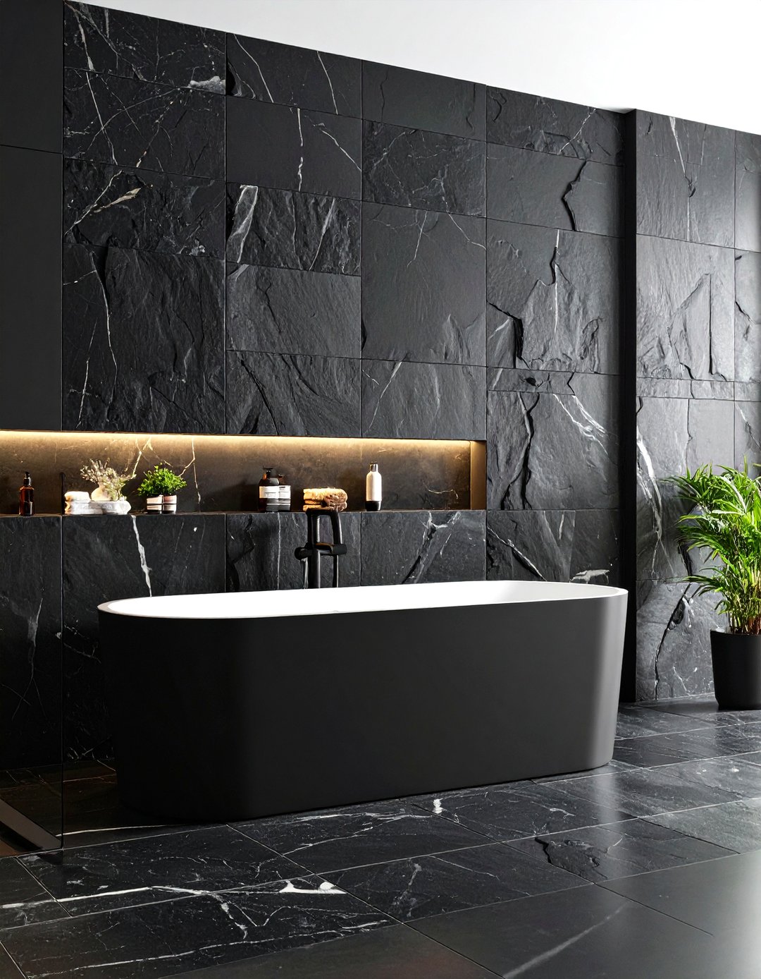 24 Black Tile Bathroom Ideas That Elevate Dark Baths - Too Much Time