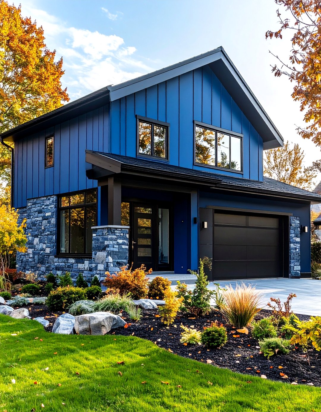 24 Dark Blue House with Black Trim Ideas for Appeal - Too Much Time