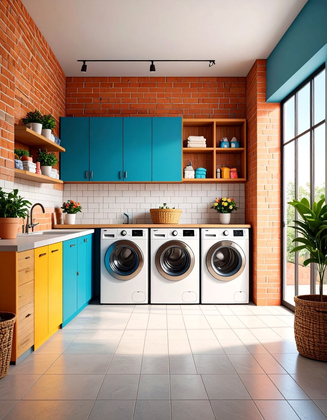 24 Brick Floor Laundry Room Ideas: Durable Surfaces - Too Much Time