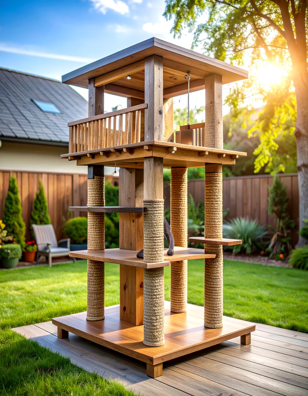 24 Outdoor Cat Tree Ideas for Climbing Fun and Naps - Too Much Time