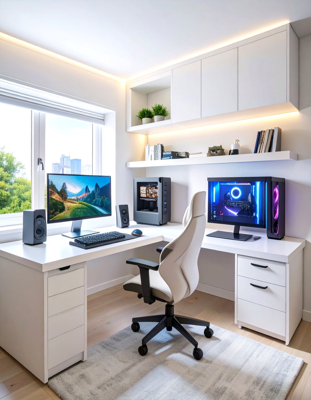 24 All White Gaming Setup Ideas for Clean Play At Home - Too Much Time