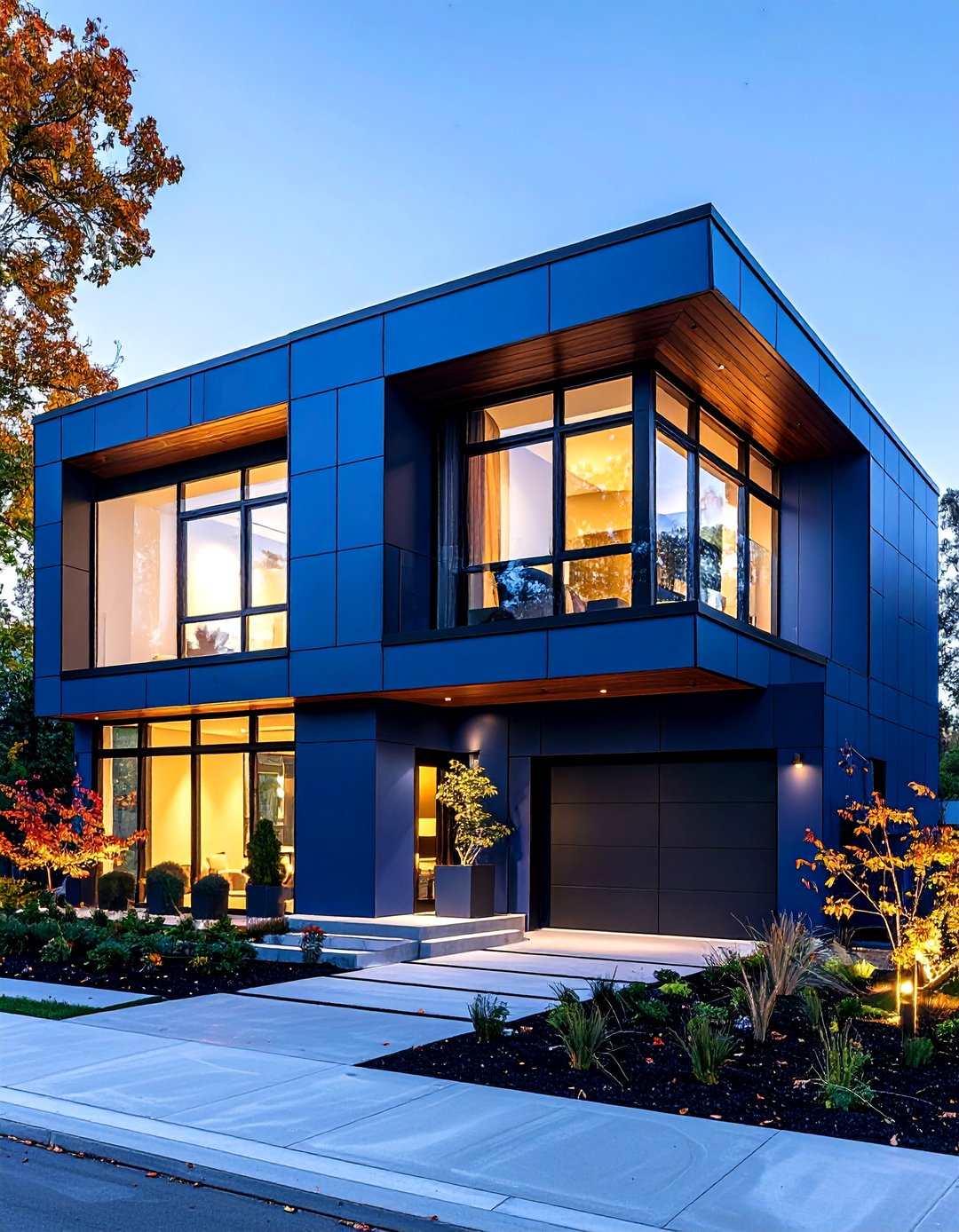 24 Blue House with Black Trim Ideas for Modern Homes - Too Much Time
