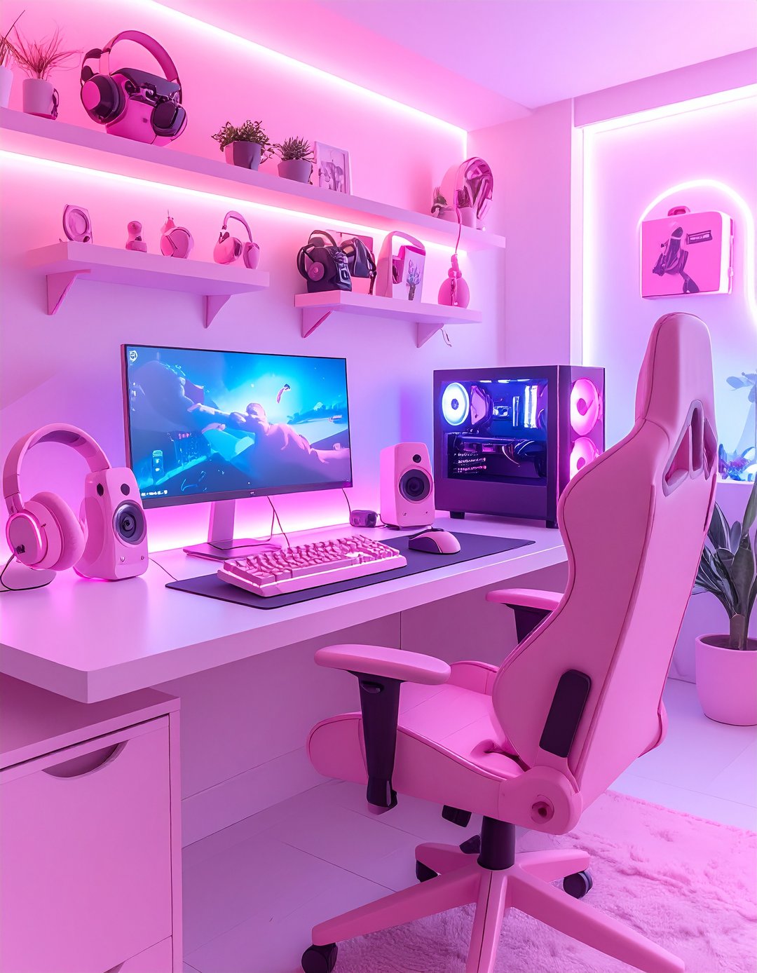 24 Pink Gaming Setup Ideas for a Sleek Workspace Setup - Too Much Time