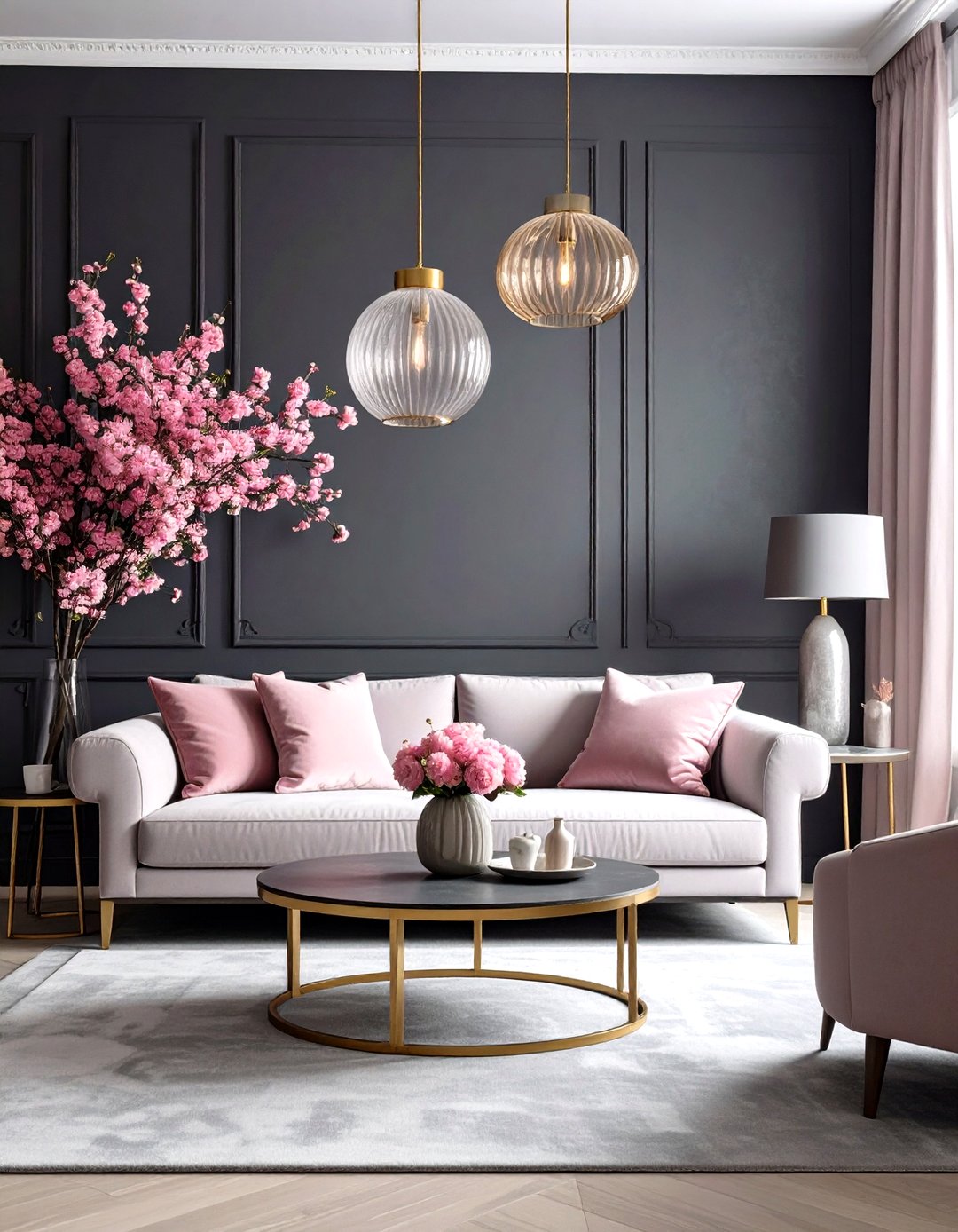 24 Pink and Grey Living Room Ideas to Refresh Rooms - Too Much Time