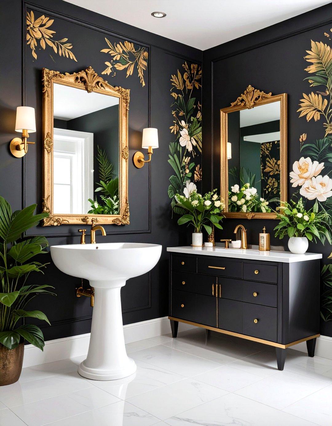 24 Black and Gold Powder Room Ideas with Chic Look - Too Much Time