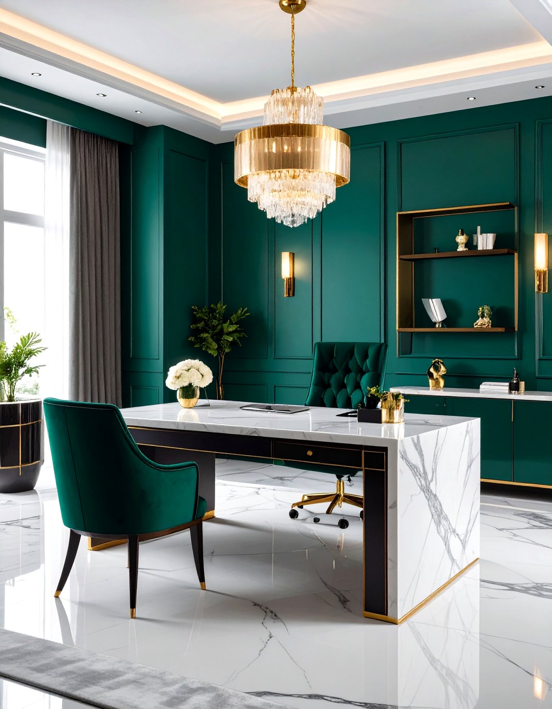 24 Dark Green Home Office Ideas for Calm Focus At Home. - Too Much Time