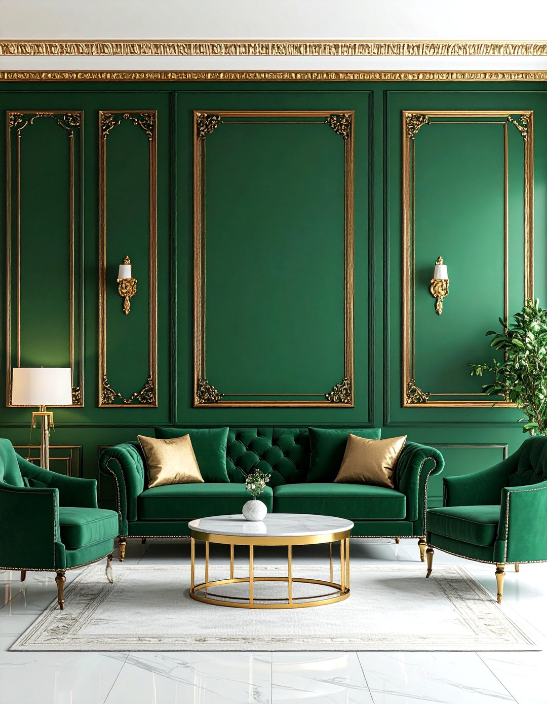 24 Emerald Green and Gold Living Room Ideas for Luxe. - Too Much Time