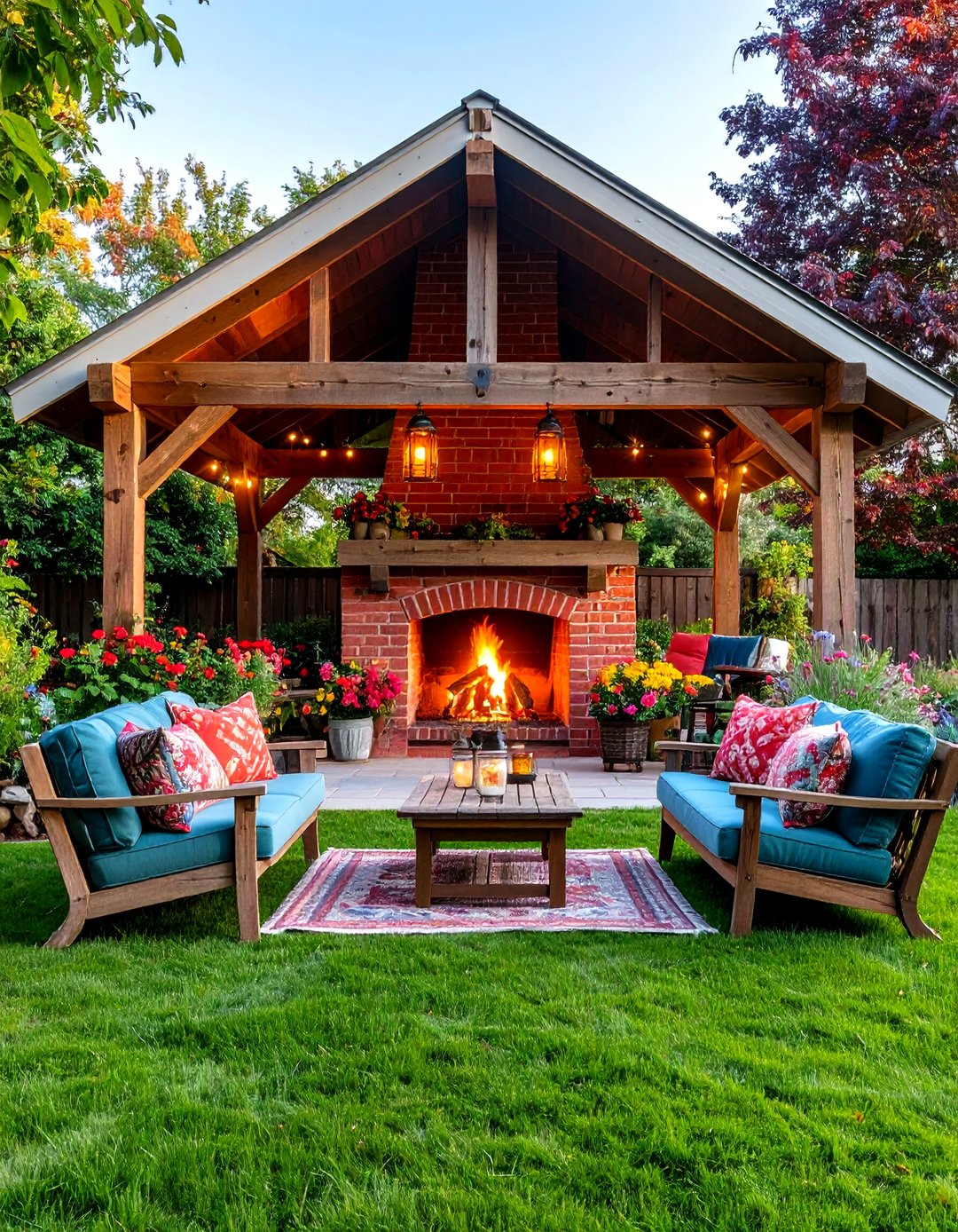 24 Backyard Pavilion with Fireplace for Outdoor Dining - Too Much Time