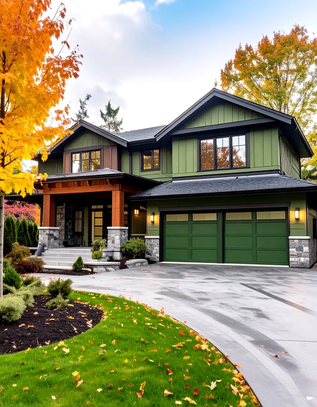 24 Olive Green House Exterior Ideas for Curb Appeal - Too Much Time
