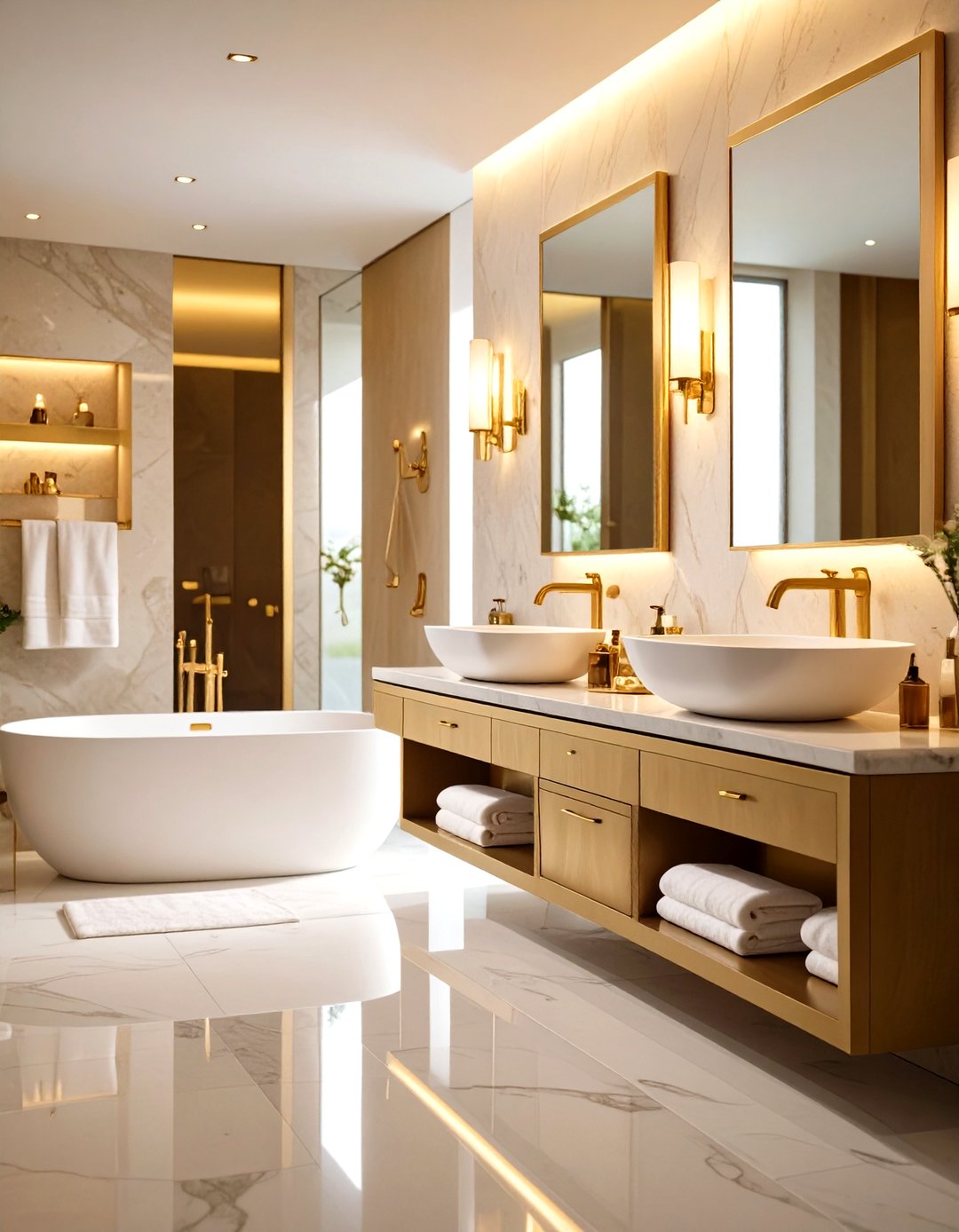 24 Gold Bathroom Ideas: Spa-like Finishes and Spa Glow. - Too Much Time
