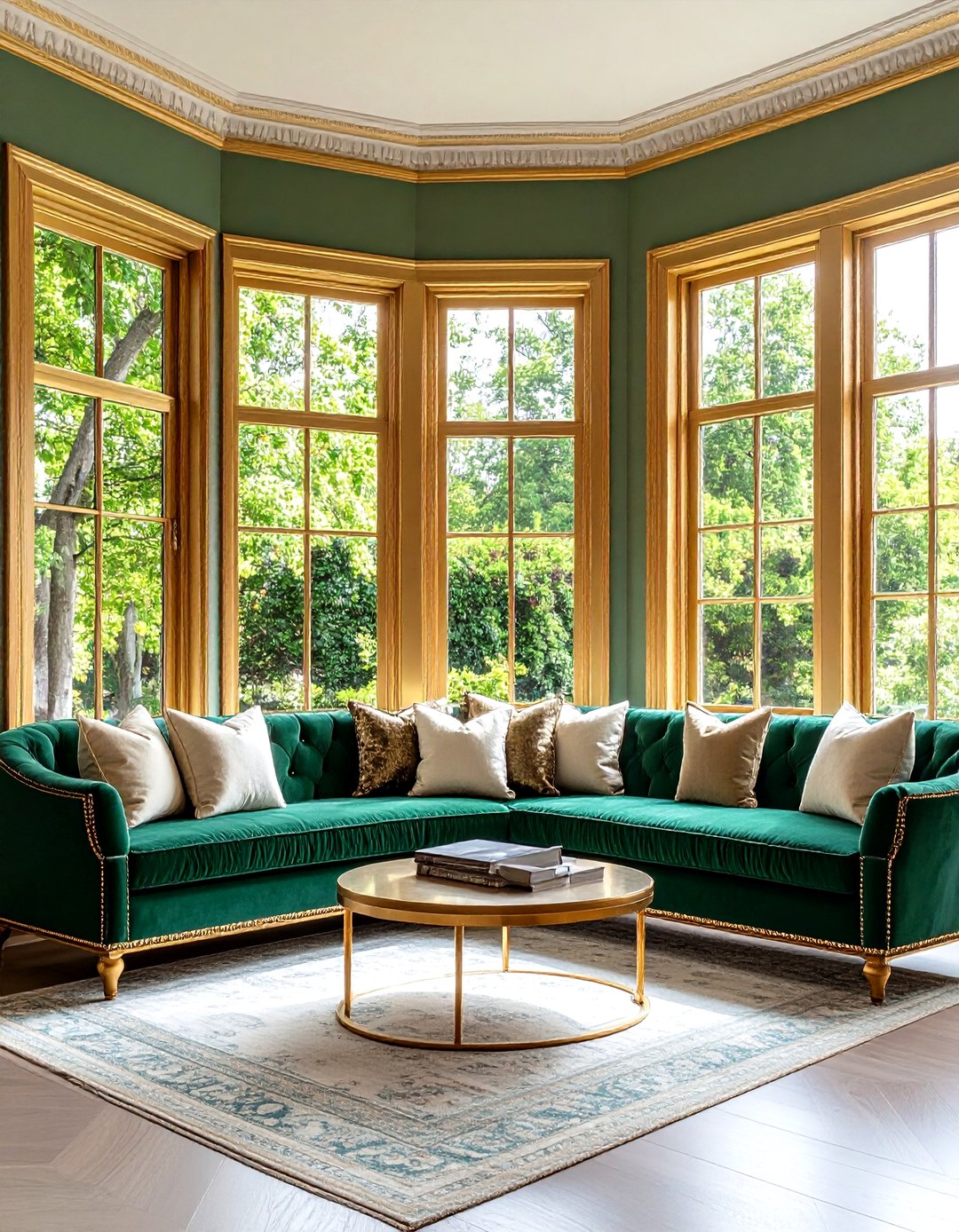 24 Emerald Green and Gold Living Room Ideas for Luxe. - Too Much Time