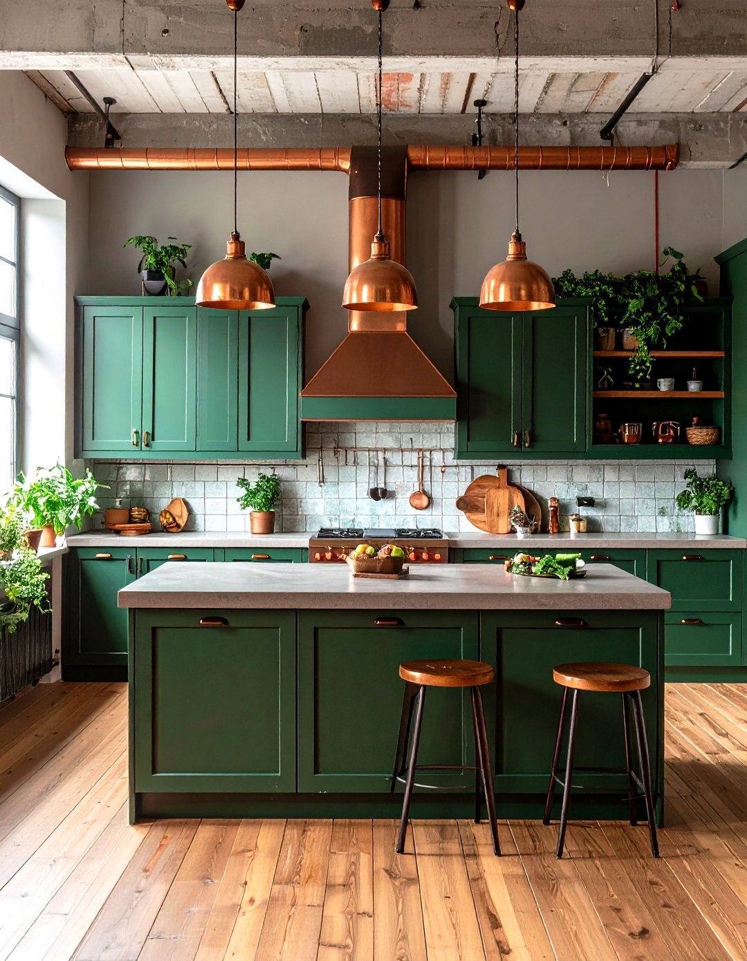 24 Green and Copper Kitchen Ideas for Stylish Kitchens - Too Much Time