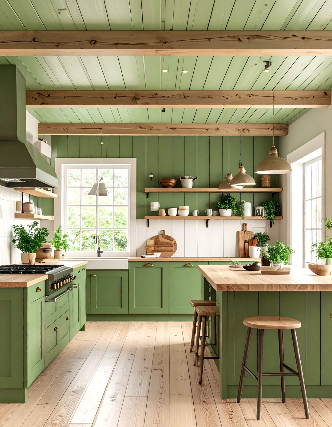 24 Green Ceiling Ideas to Brighten Kitchens and Baths - Too Much Time