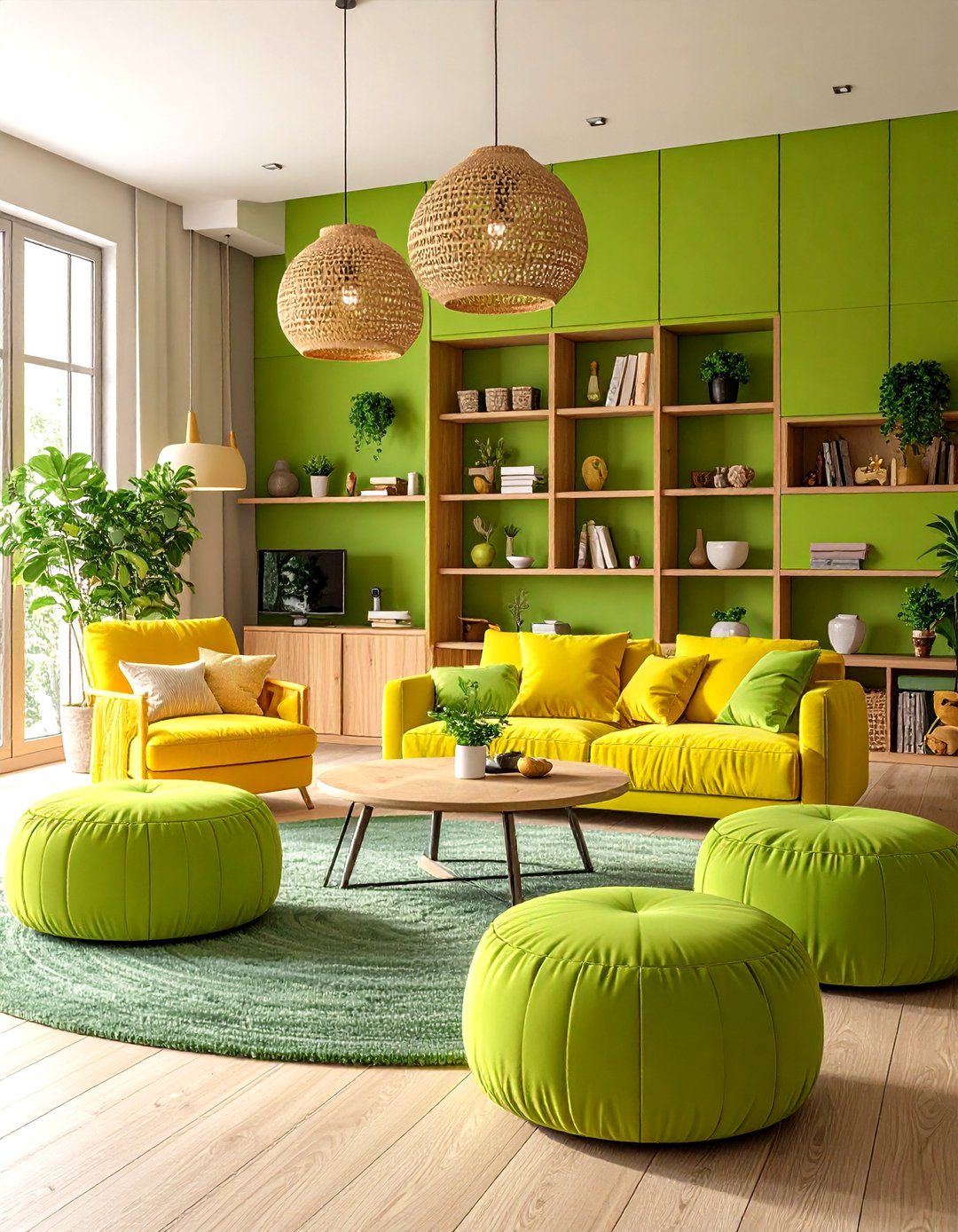 24 Green Living Room Ideas with a Soothing, Bright Vibe - Too Much Time