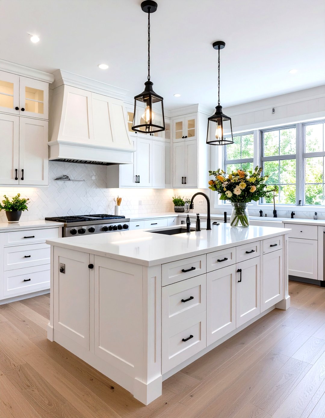 24 White Kitchen Cabinets with Black Hardware Update - Too Much Time