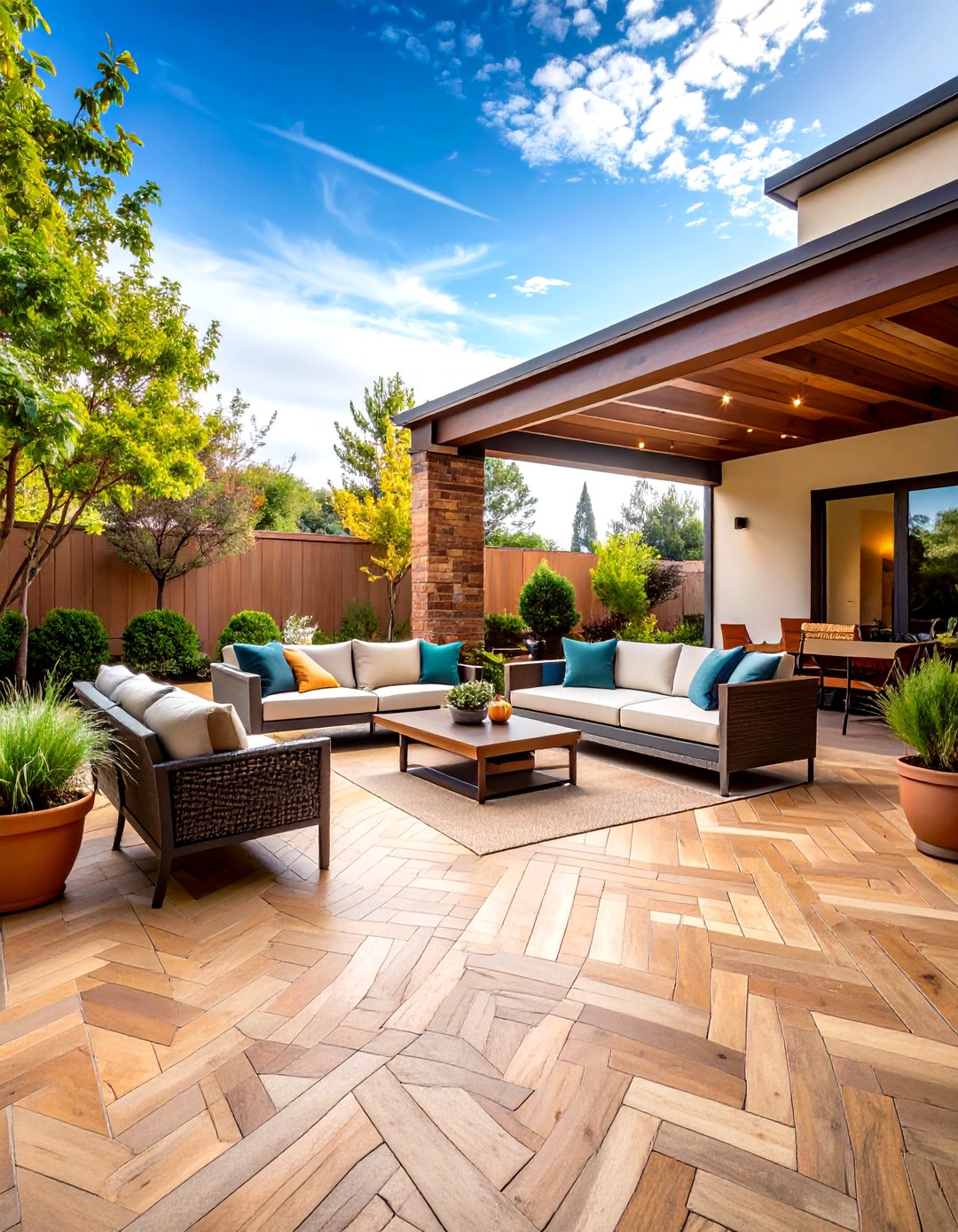 24 Herringbone Brick Patio Designs for Elegant Patios - Too Much Time