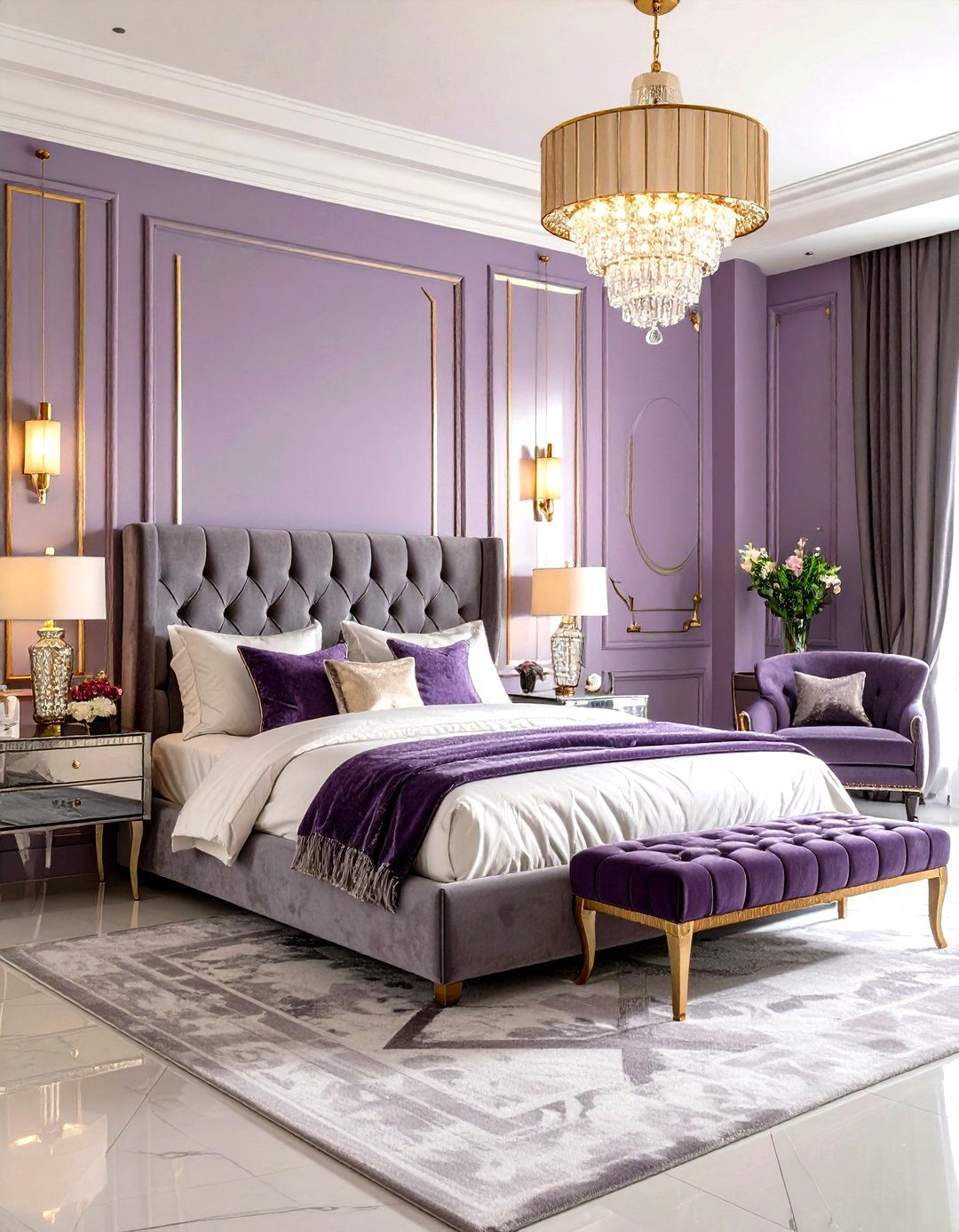 24 Lilac Bedroom Ideas for a Calm, Cozy Retreat At Home - Too Much Time