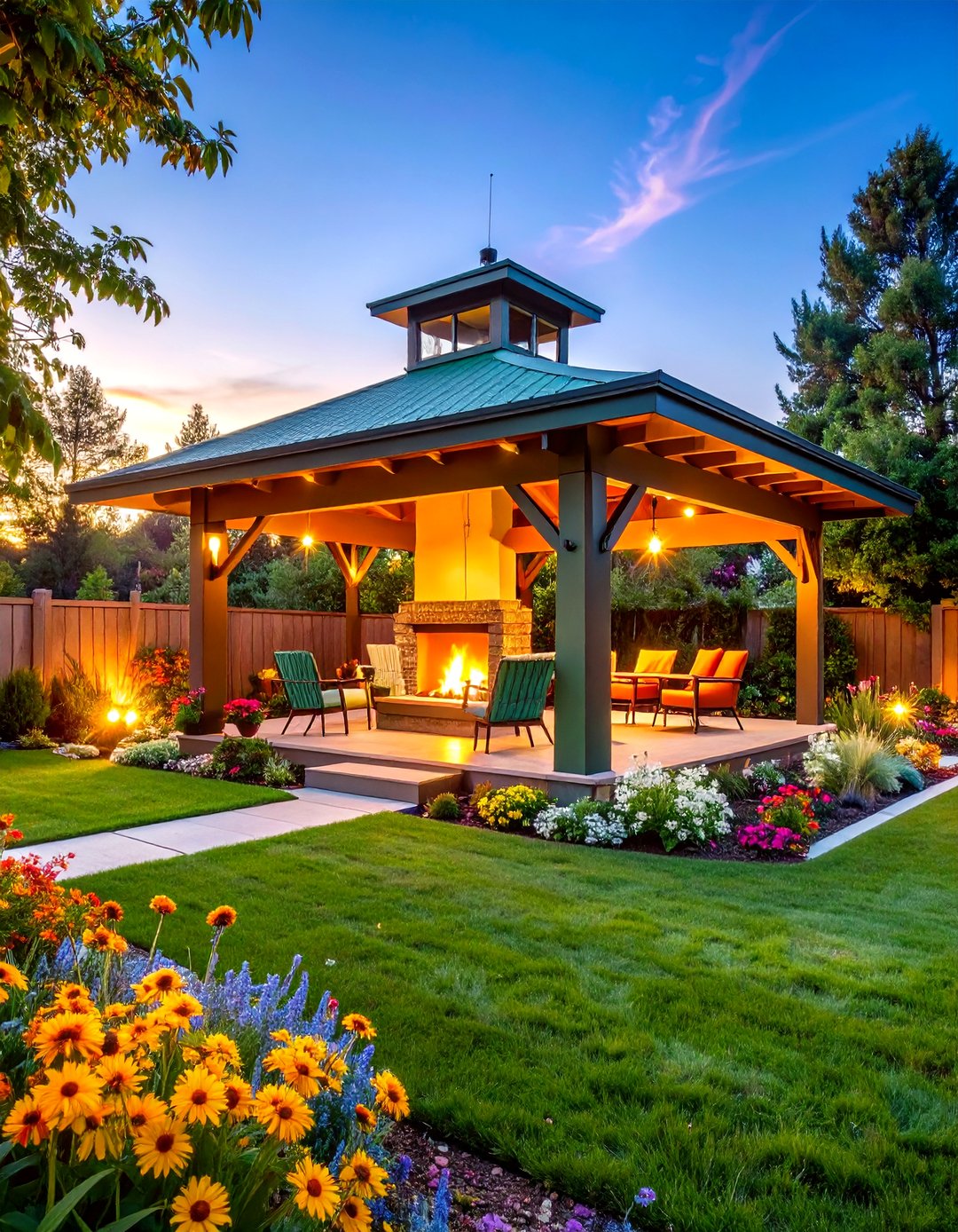 24 Backyard Pavilion with Fireplace for Outdoor Dining - Too Much Time