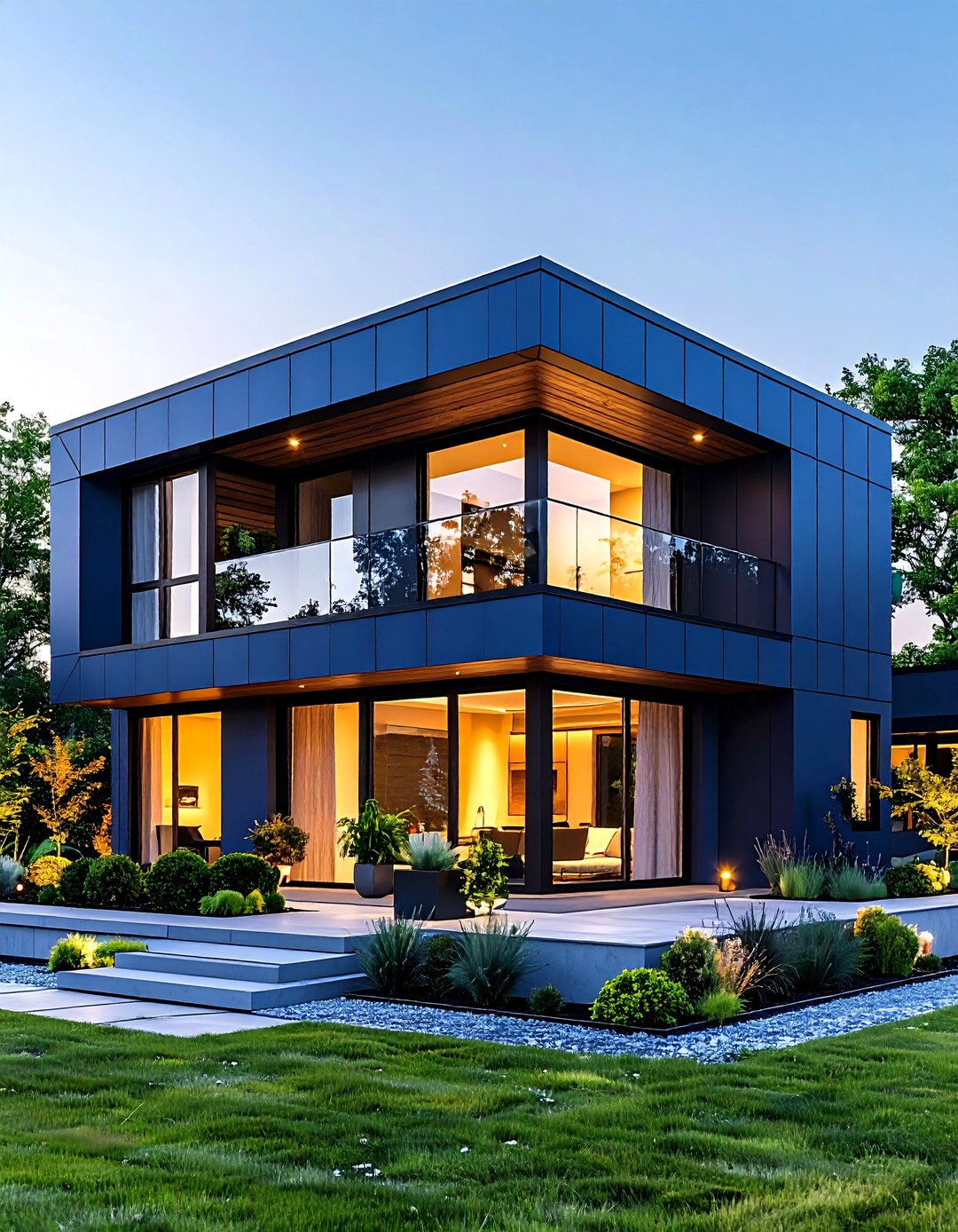 24 Blue House with Black Trim Ideas for Modern Homes - Too Much Time