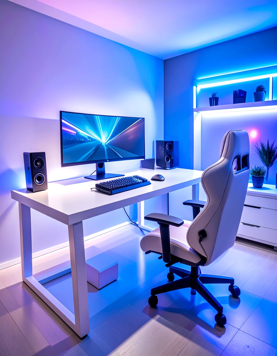 24 All White Gaming Setup Ideas for Clean Play At Home - Too Much Time
