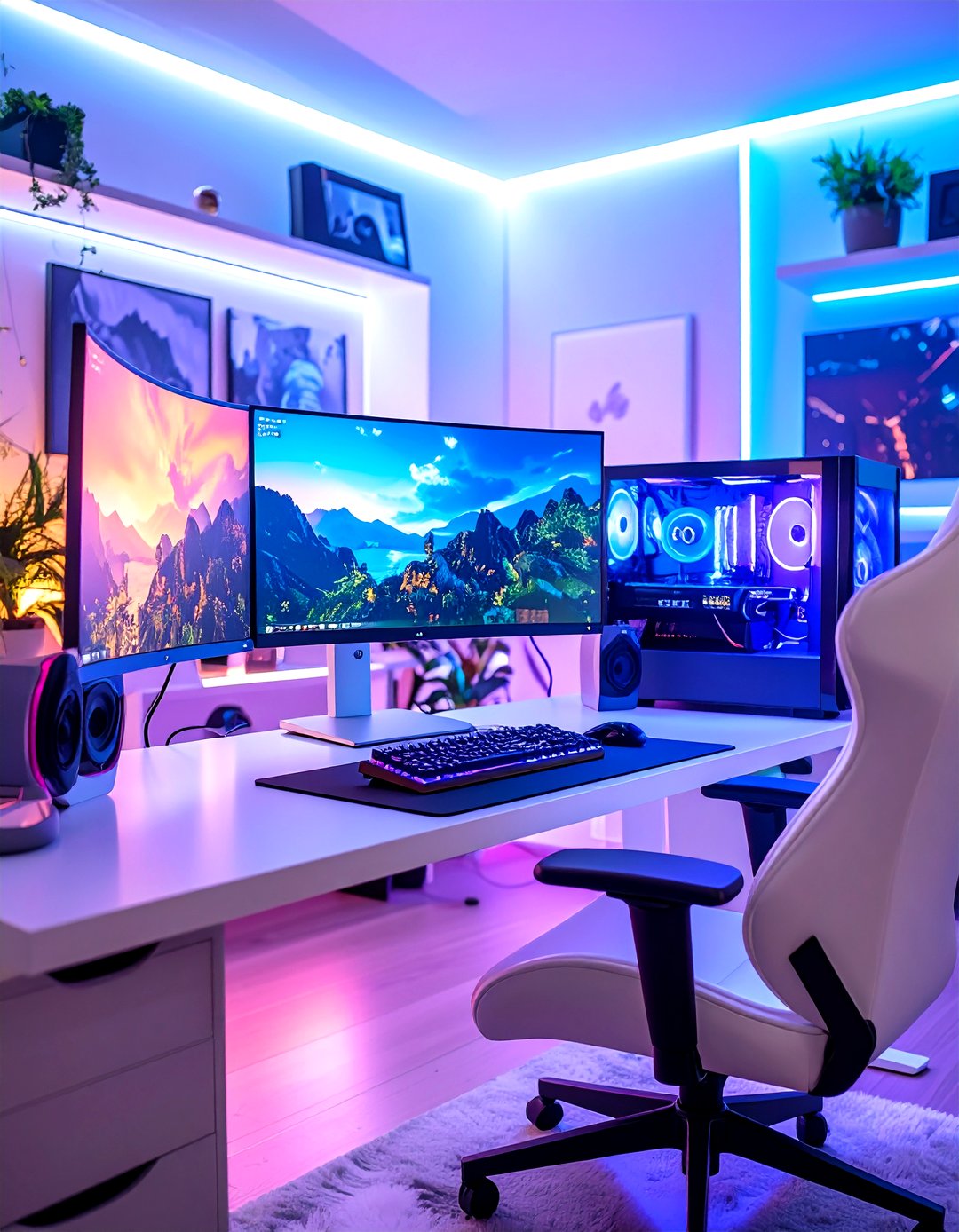 24 All White Gaming Setup Ideas for Clean Play At Home - Too Much Time