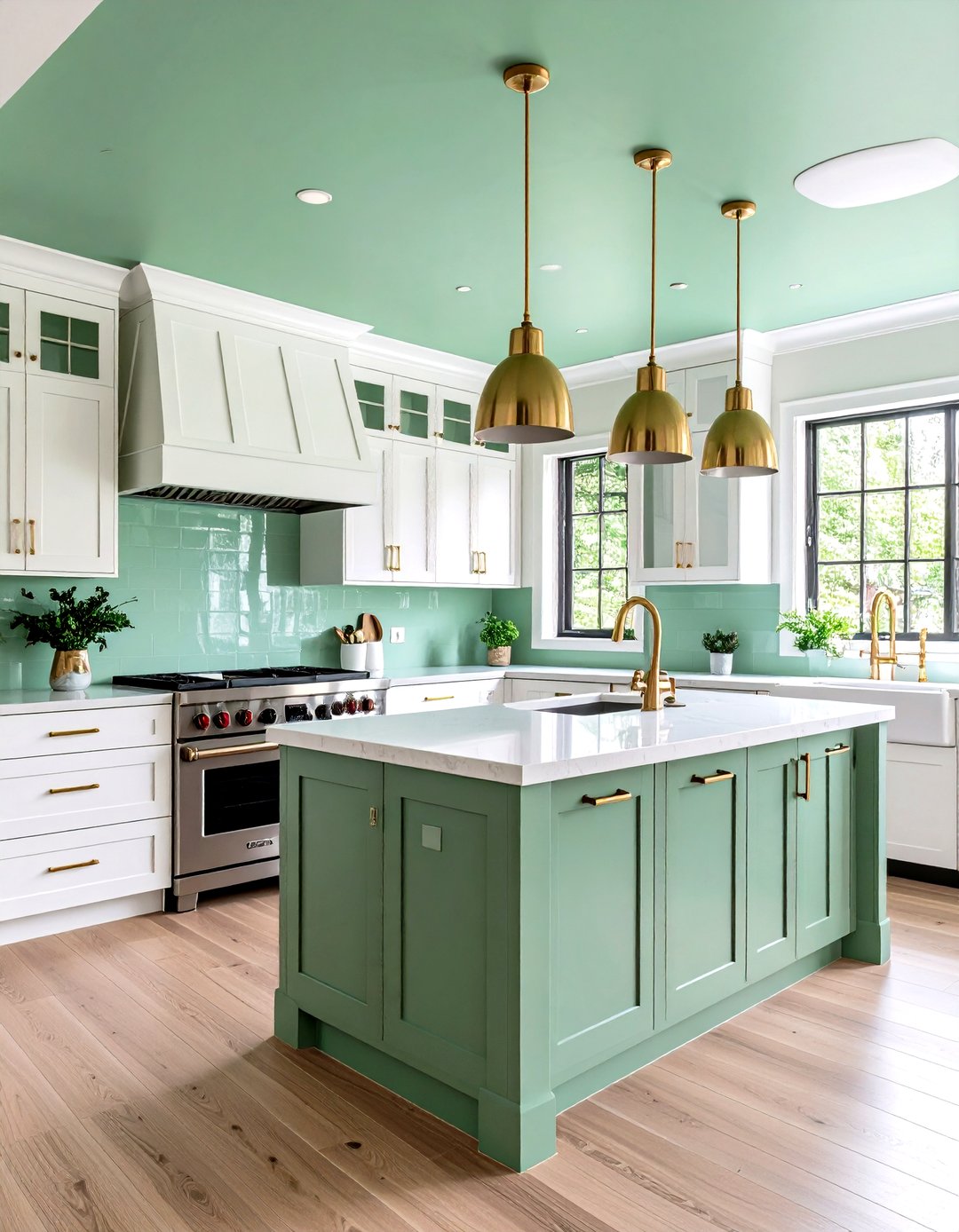 24 Green Ceiling Ideas to Brighten Kitchens and Baths - Too Much Time