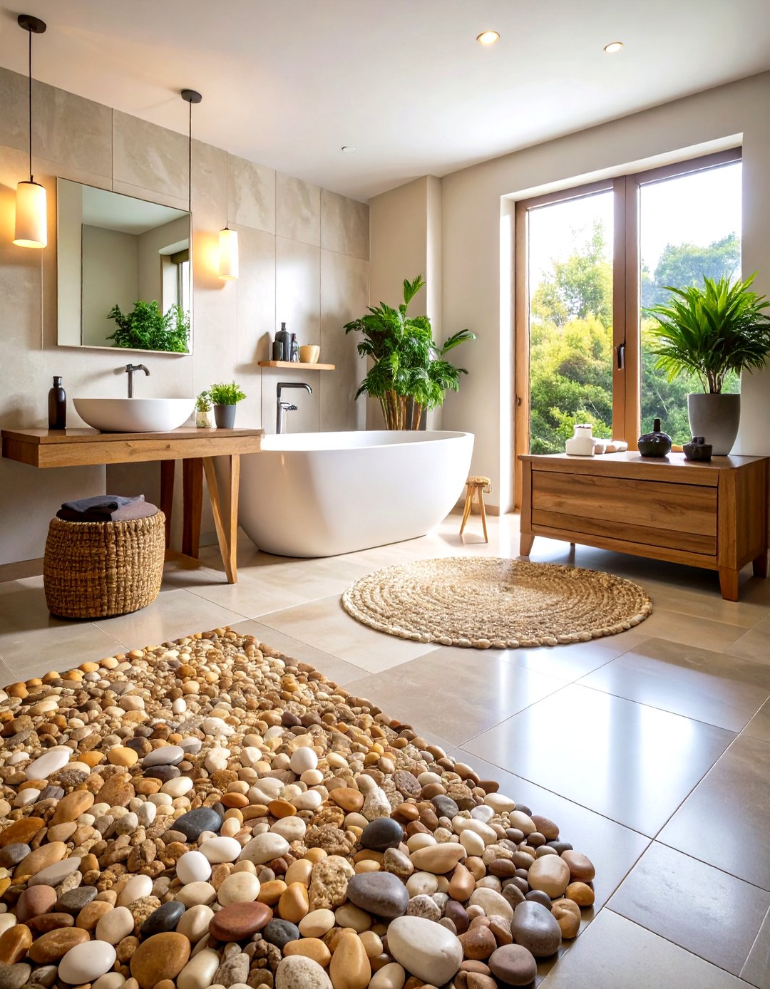 24 Pebble Tile Bathroom Ideas for Cozy Modern Baths - Too Much Time