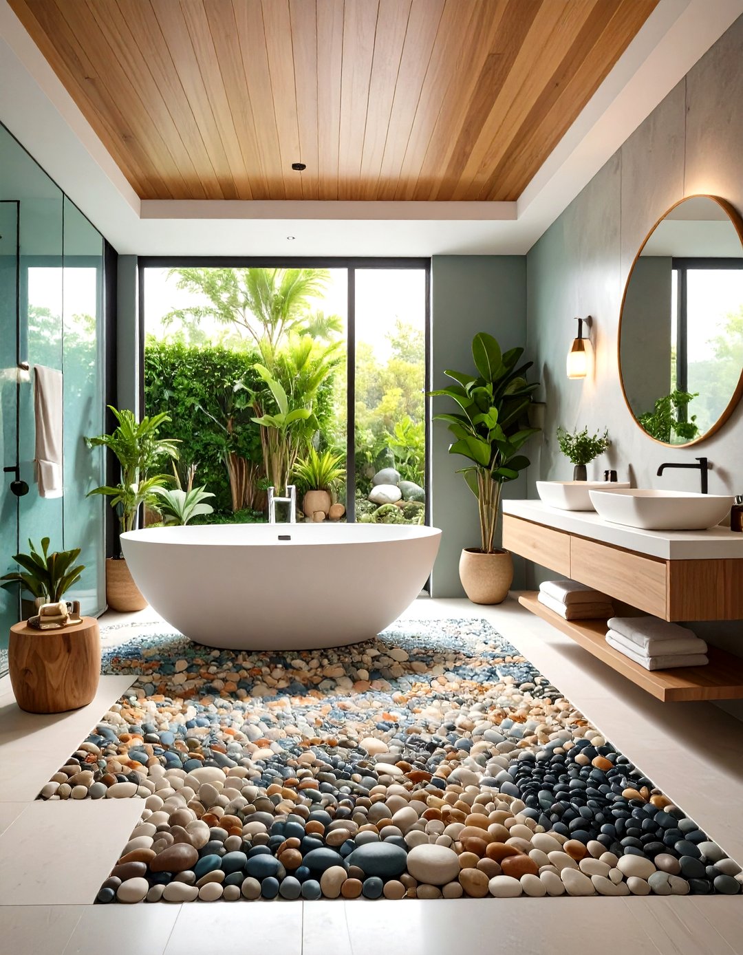 24 Pebble Tile Bathroom Ideas for Cozy Modern Baths - Too Much Time
