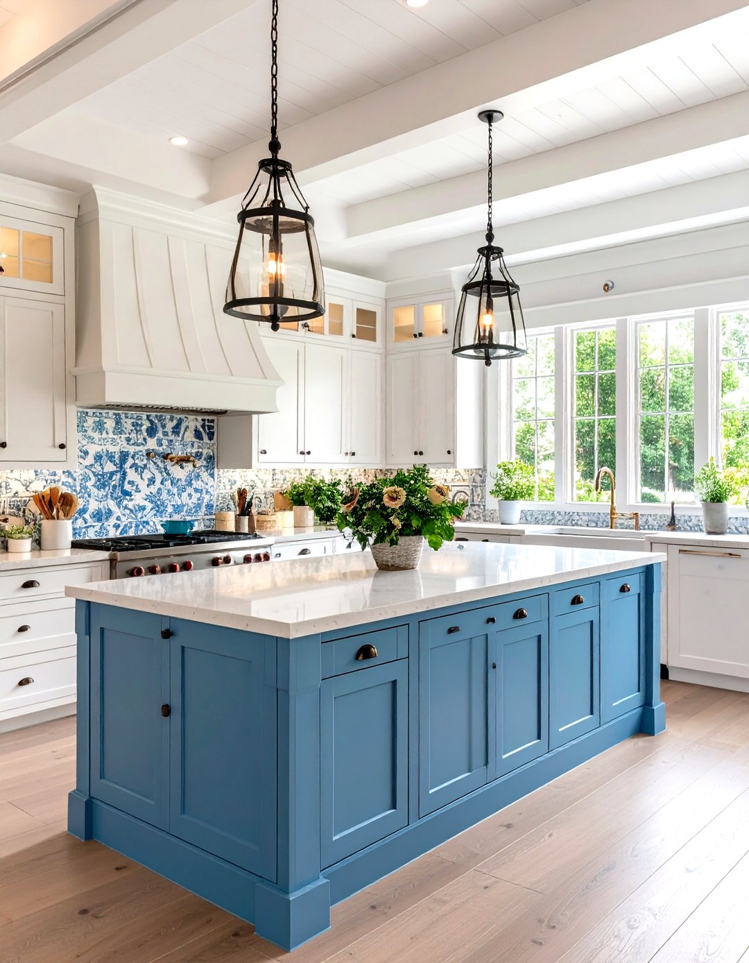 24 White Kitchen Cabinets with Blue Island Ideas Now - Too Much Time