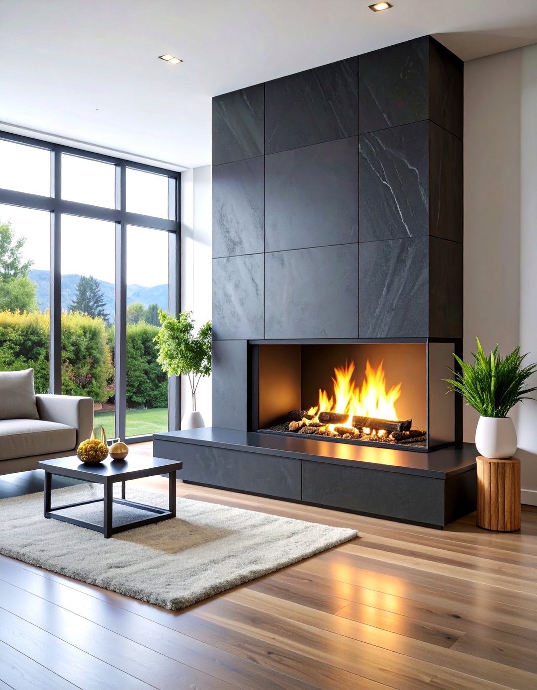 24 Black Stone Fireplace Ideas to Warm Space At Home - Too Much Time