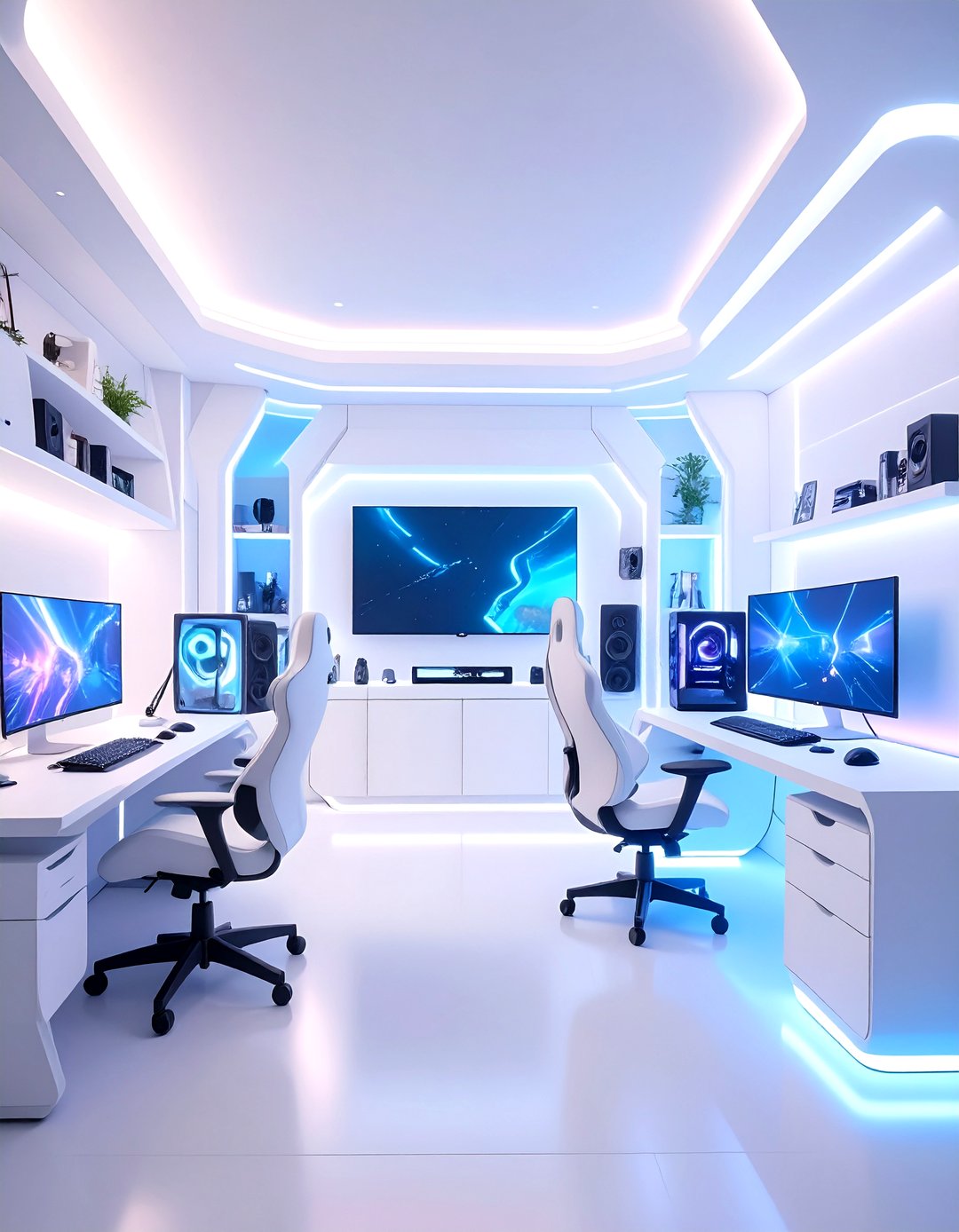24 All White Gaming Setup Ideas for Clean Play At Home - Too Much Time