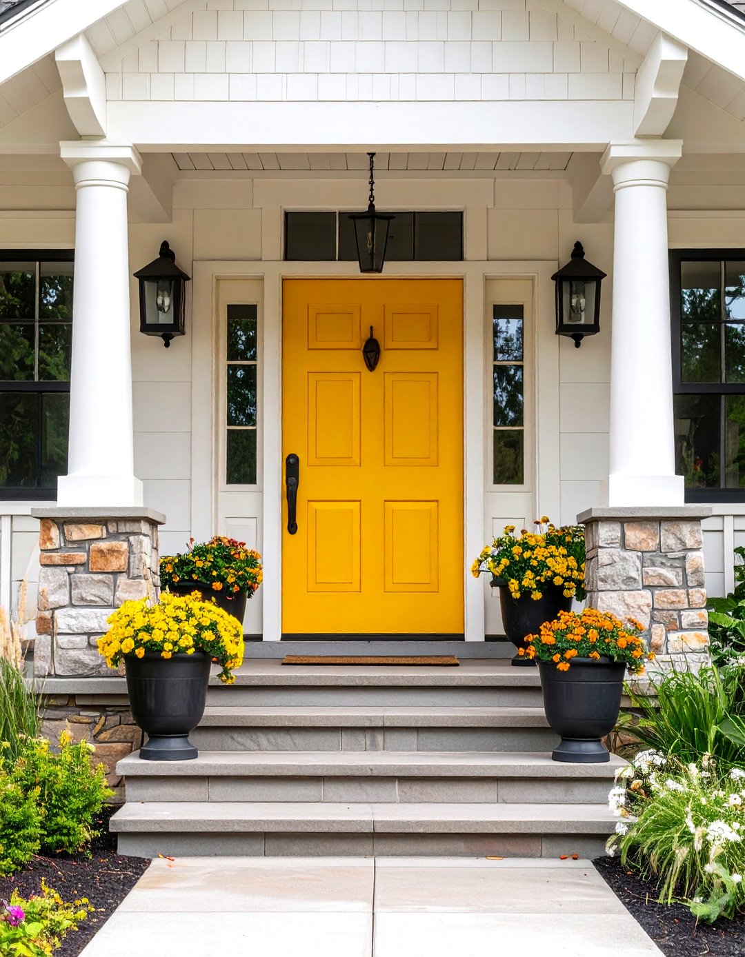 24 Mustard Yellow Front Door Ideas for Curb Appeal!! - Too Much Time