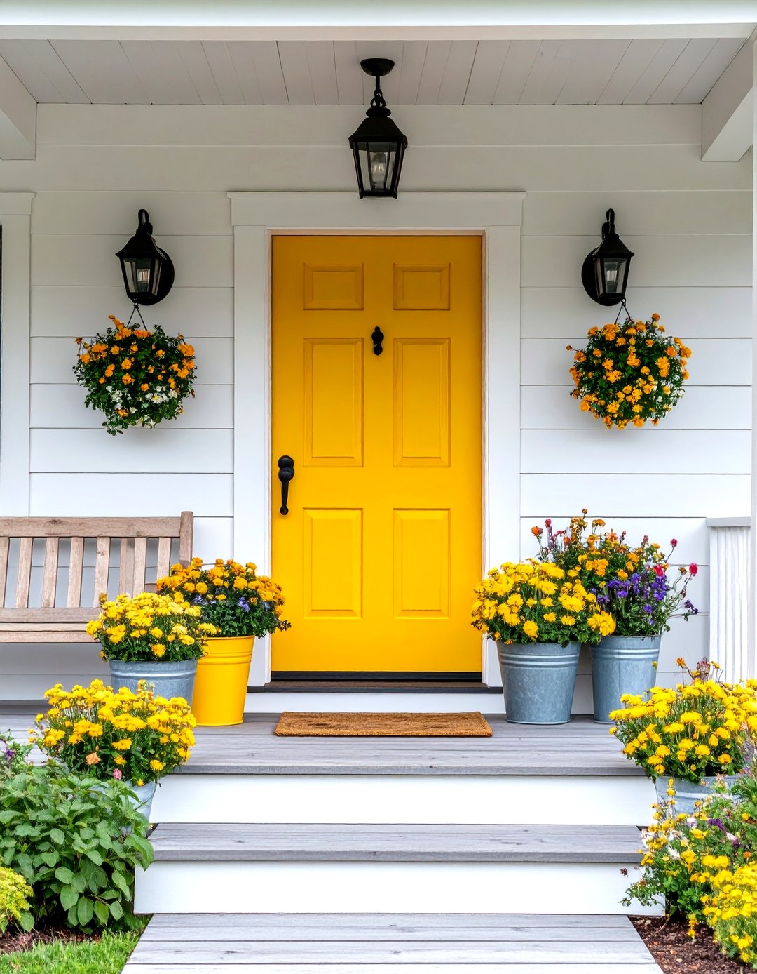 24 Mustard Yellow Front Door Ideas for Curb Appeal!! - Too Much Time