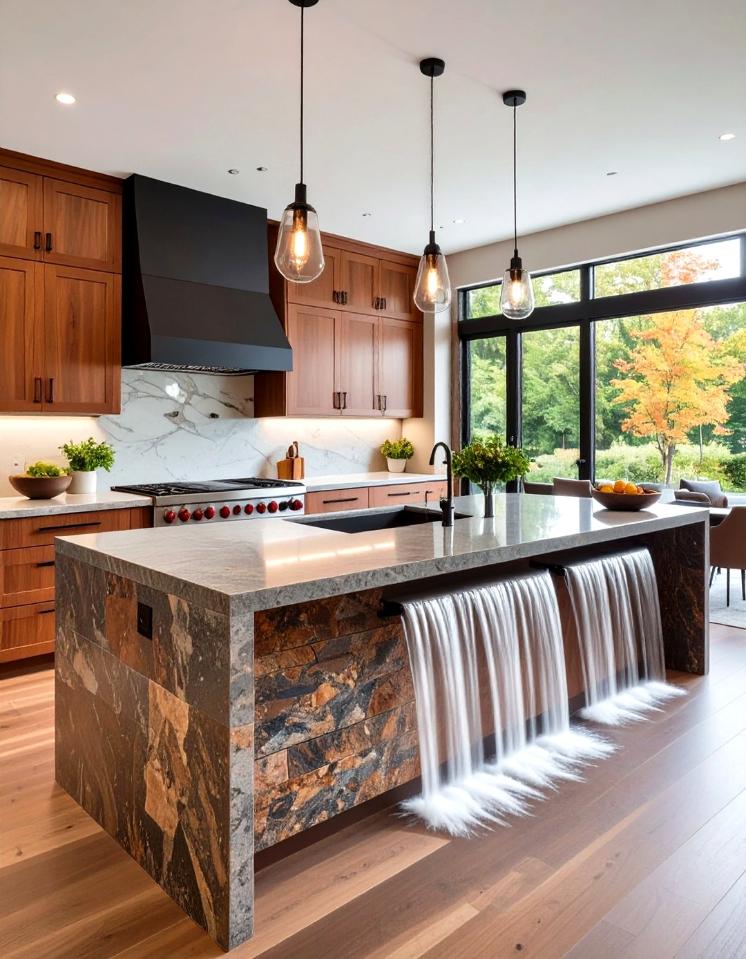 24 Waterfall Kitchen Island Ideas with Extra Seating - Too Much Time