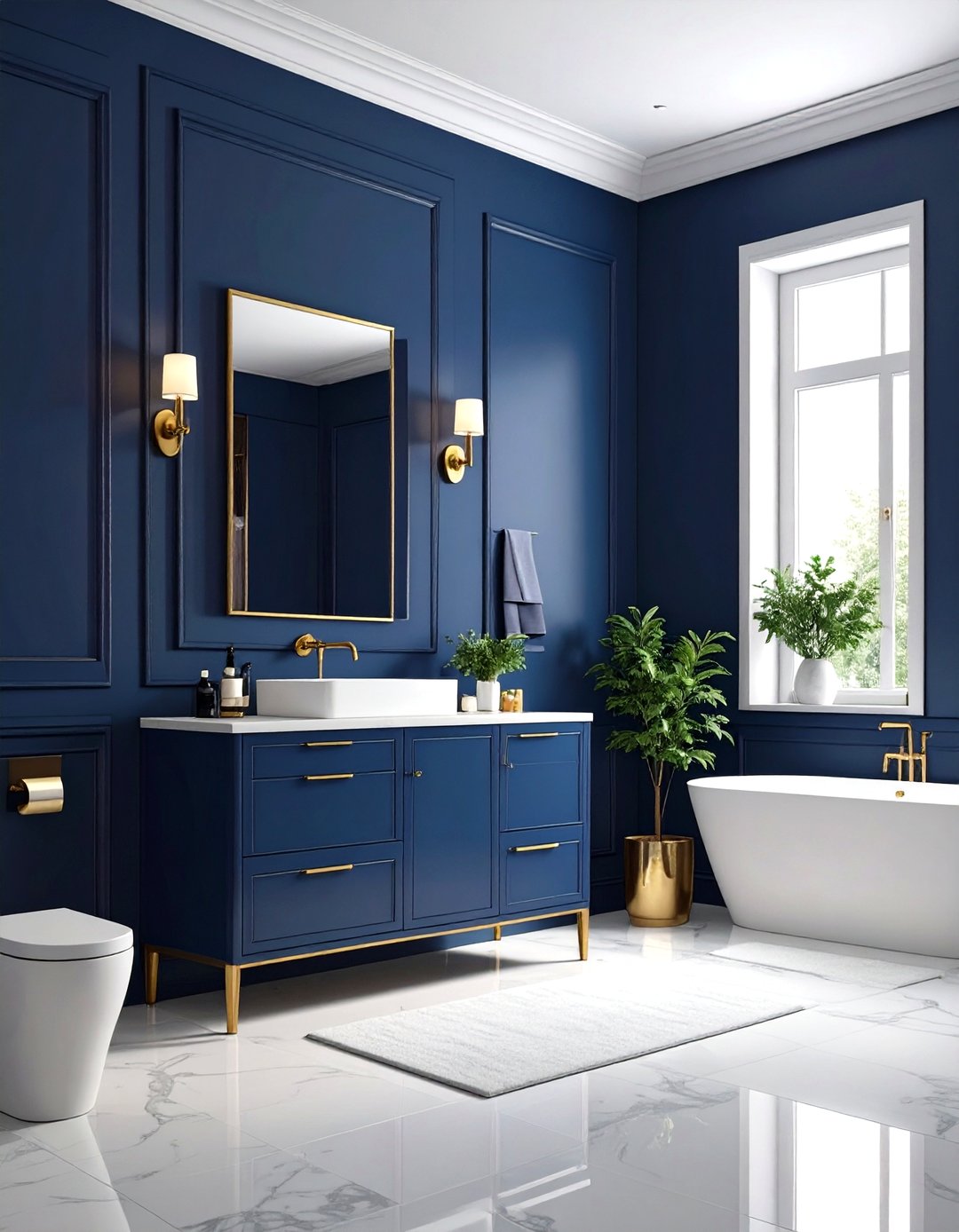 24 Navy Blue Bathroom Ideas for Bold, Calming Retreats - Too Much Time