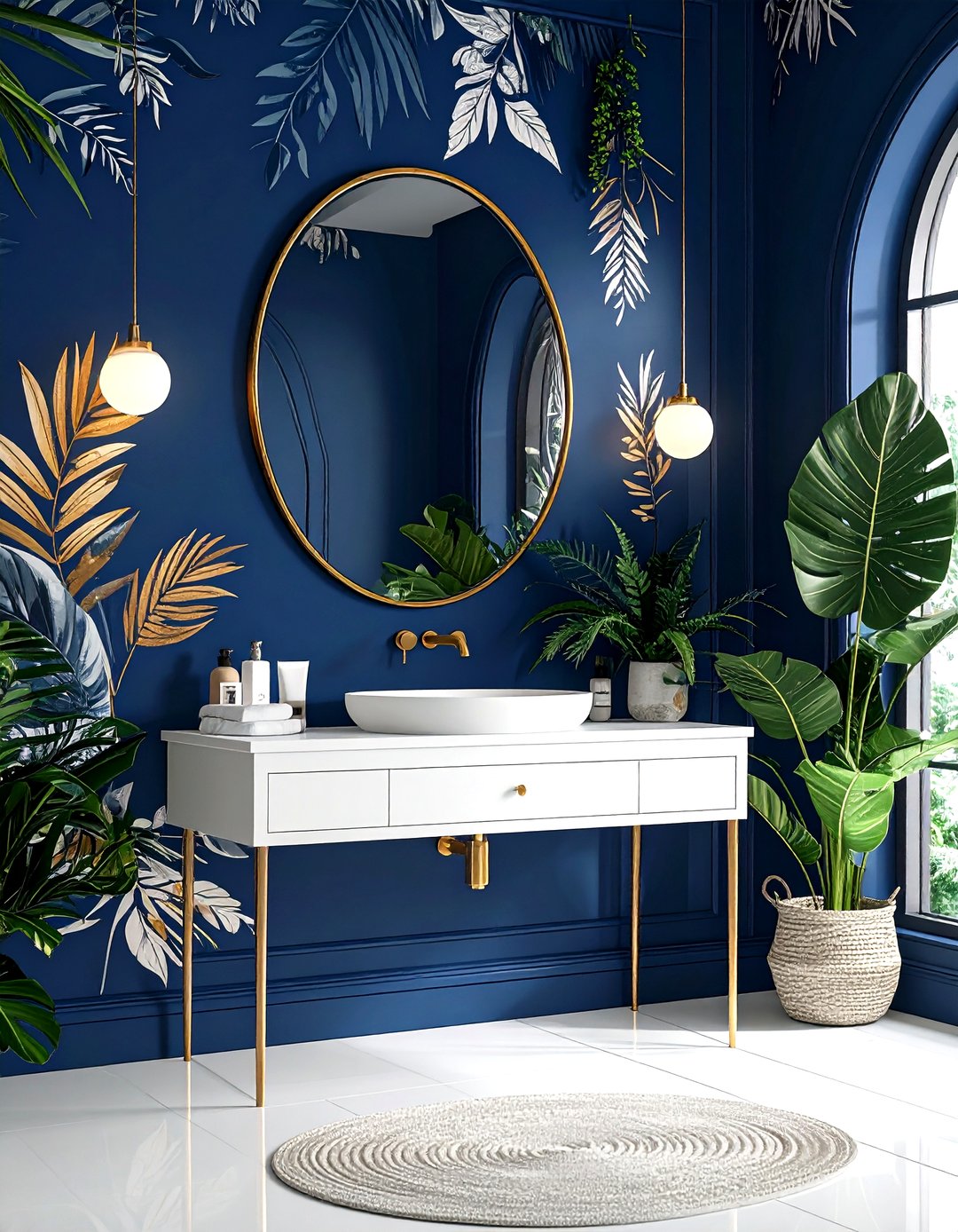 24 Navy Blue Powder Room Ideas to Elevate a Small Space - Too Much Time
