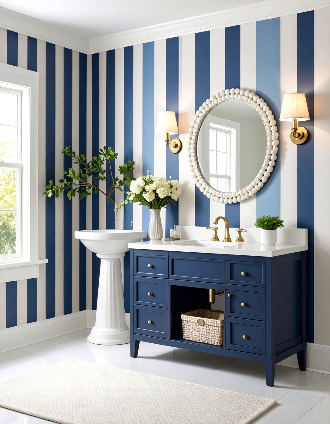24 Navy Blue Powder Room Ideas to Elevate a Small Space - Too Much Time