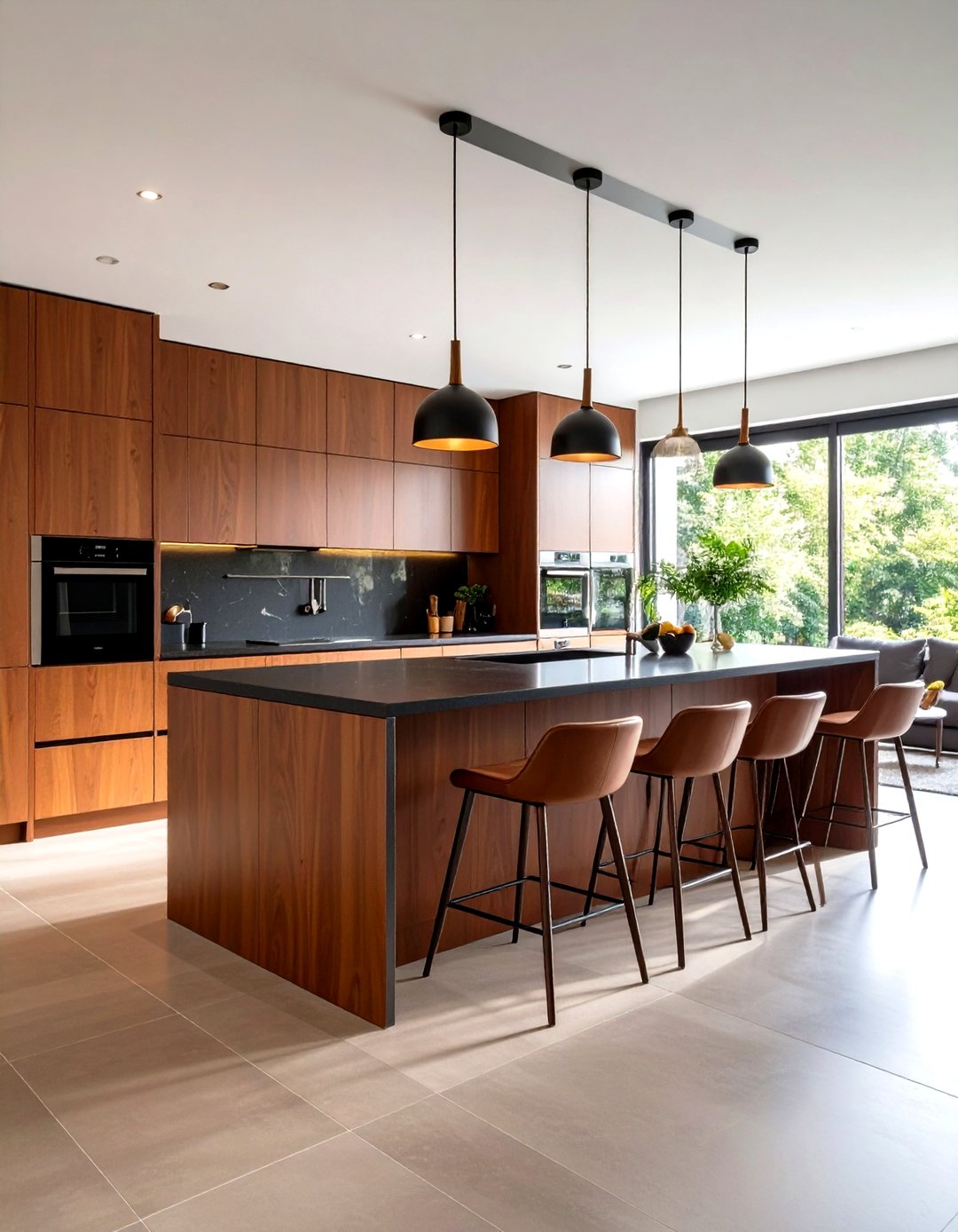 24 Kitchen with Brown Cabinets and Black Countertops Ideas - Too Much Time
