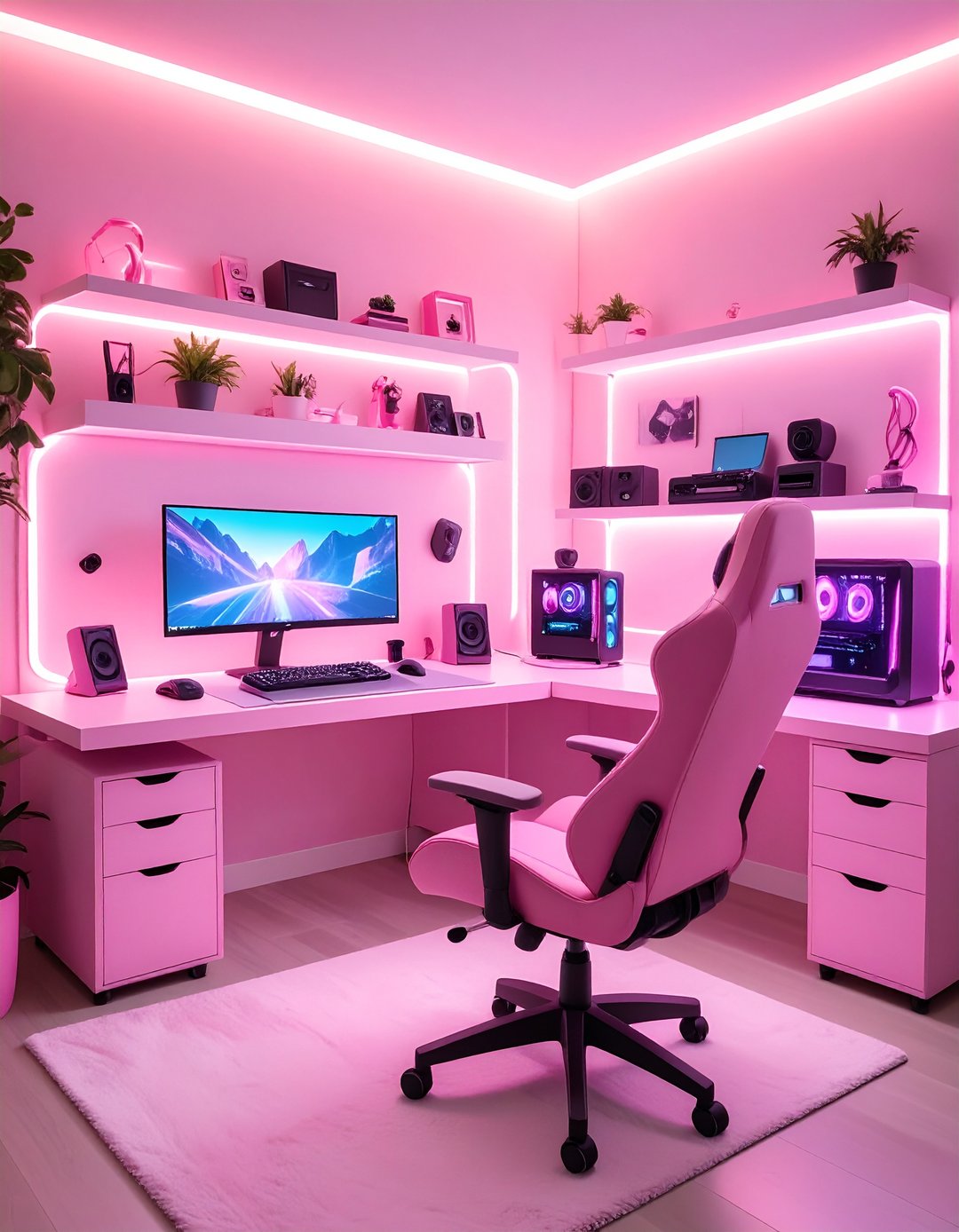 24 Pink Gaming Setup Ideas for a Sleek Workspace Setup - Too Much Time