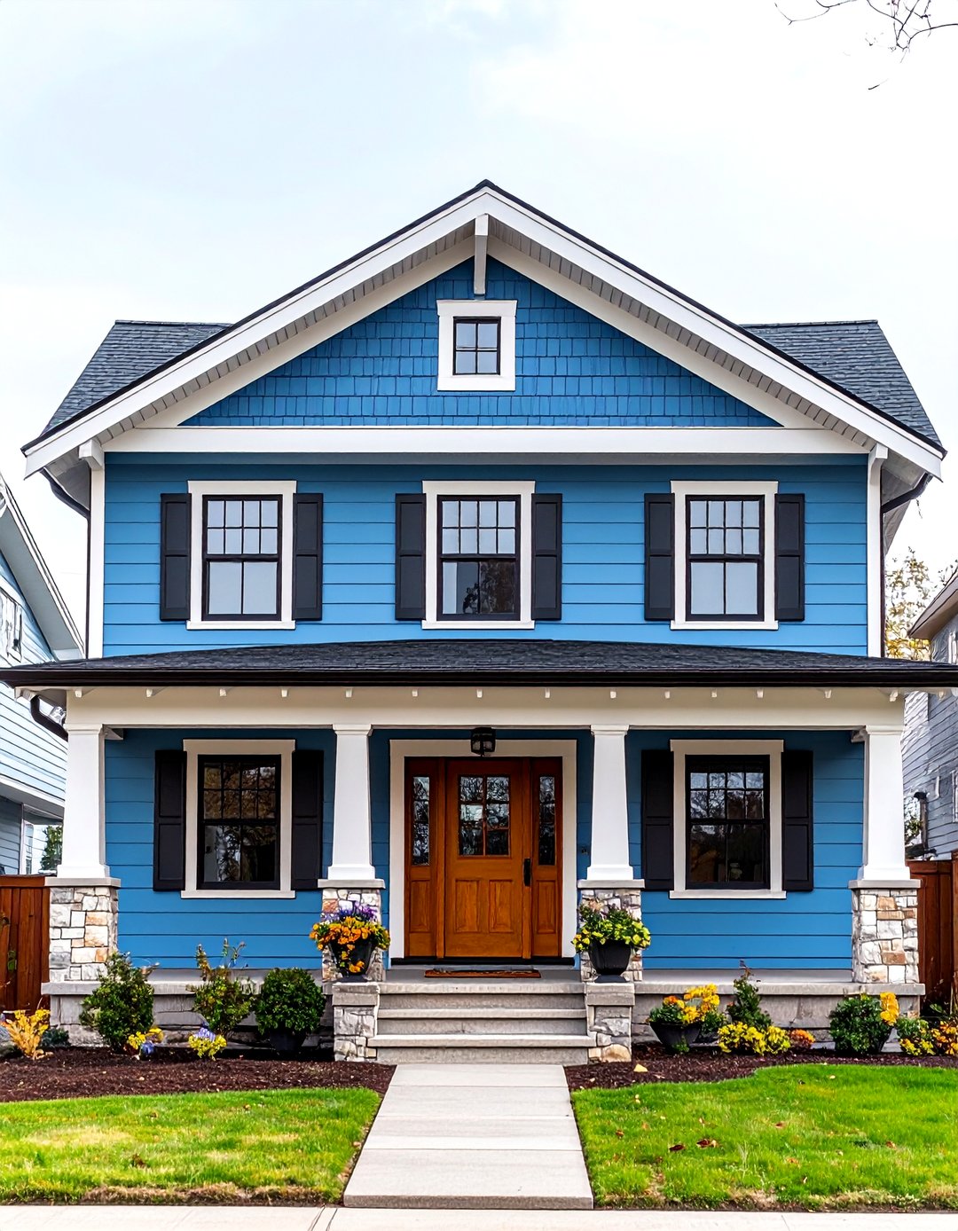 24 Blue House with Black Trim Ideas for Modern Homes - Too Much Time