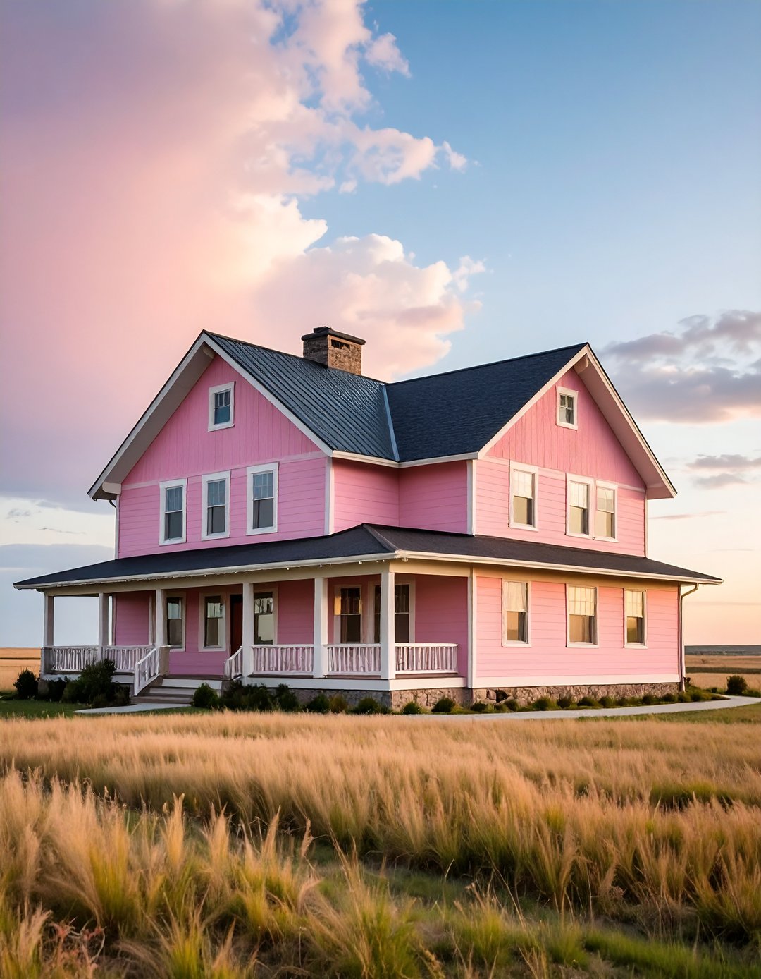 24 Pink House Exterior Ideas for a Vibrant Curb Appeal - Too Much Time