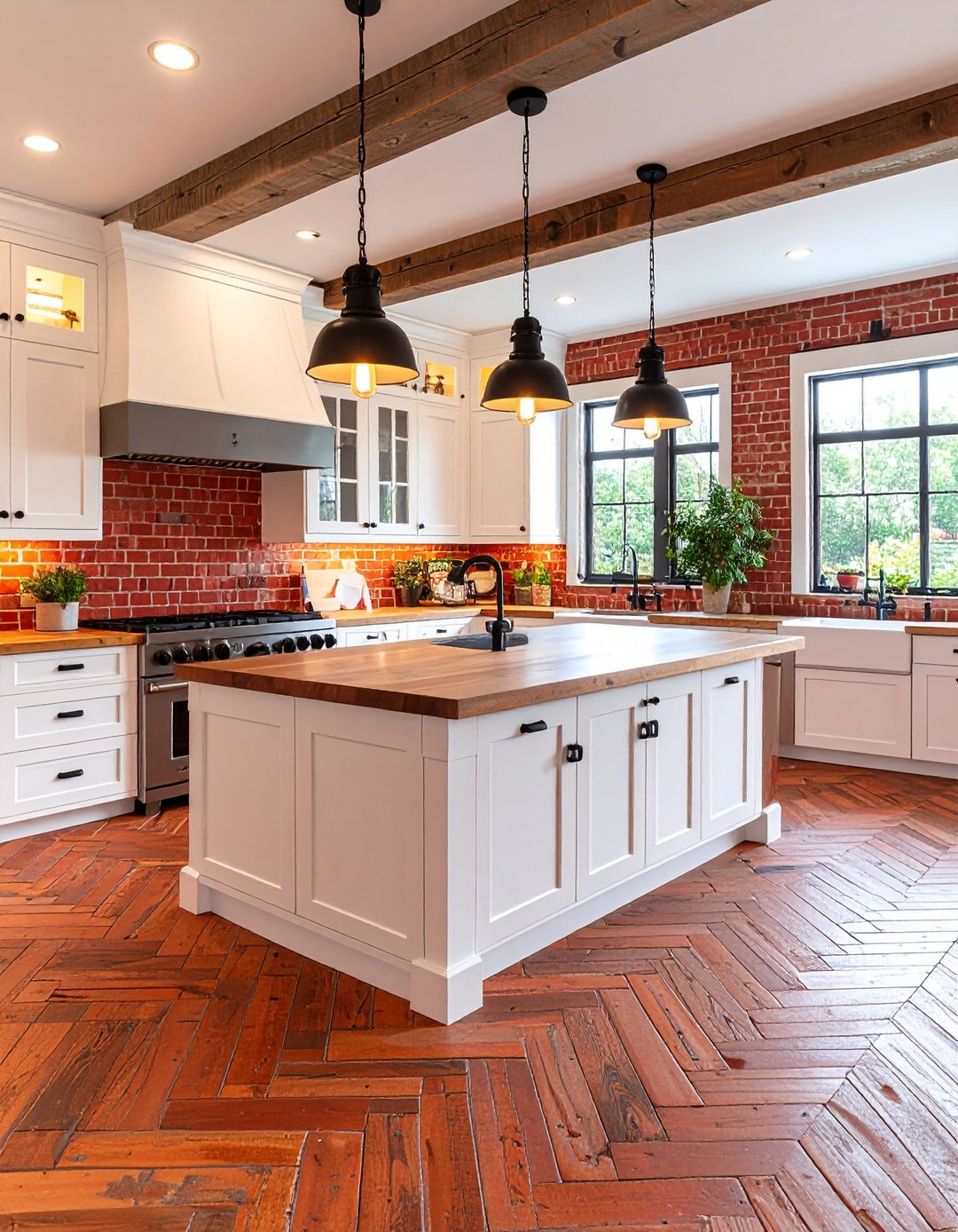 24 Red Brick Kitchen Ideas for Warm, Inviting Spaces - Too Much Time