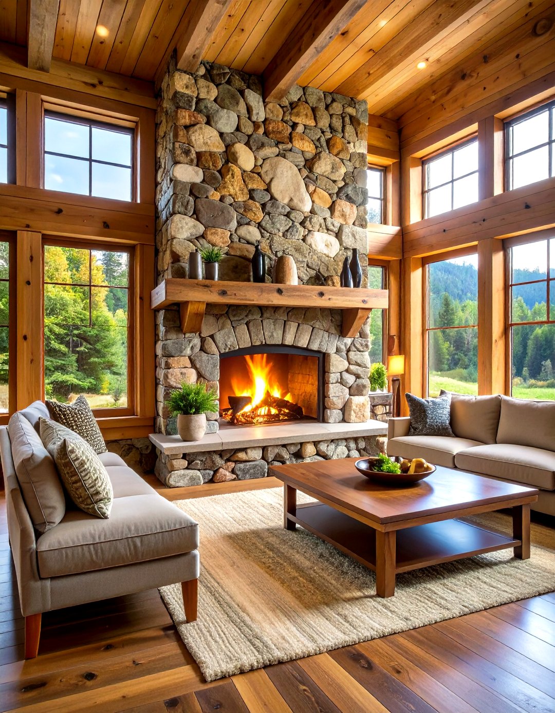 24 River Rock Fireplace Ideas: Warmth and Rustic Charm - Too Much Time