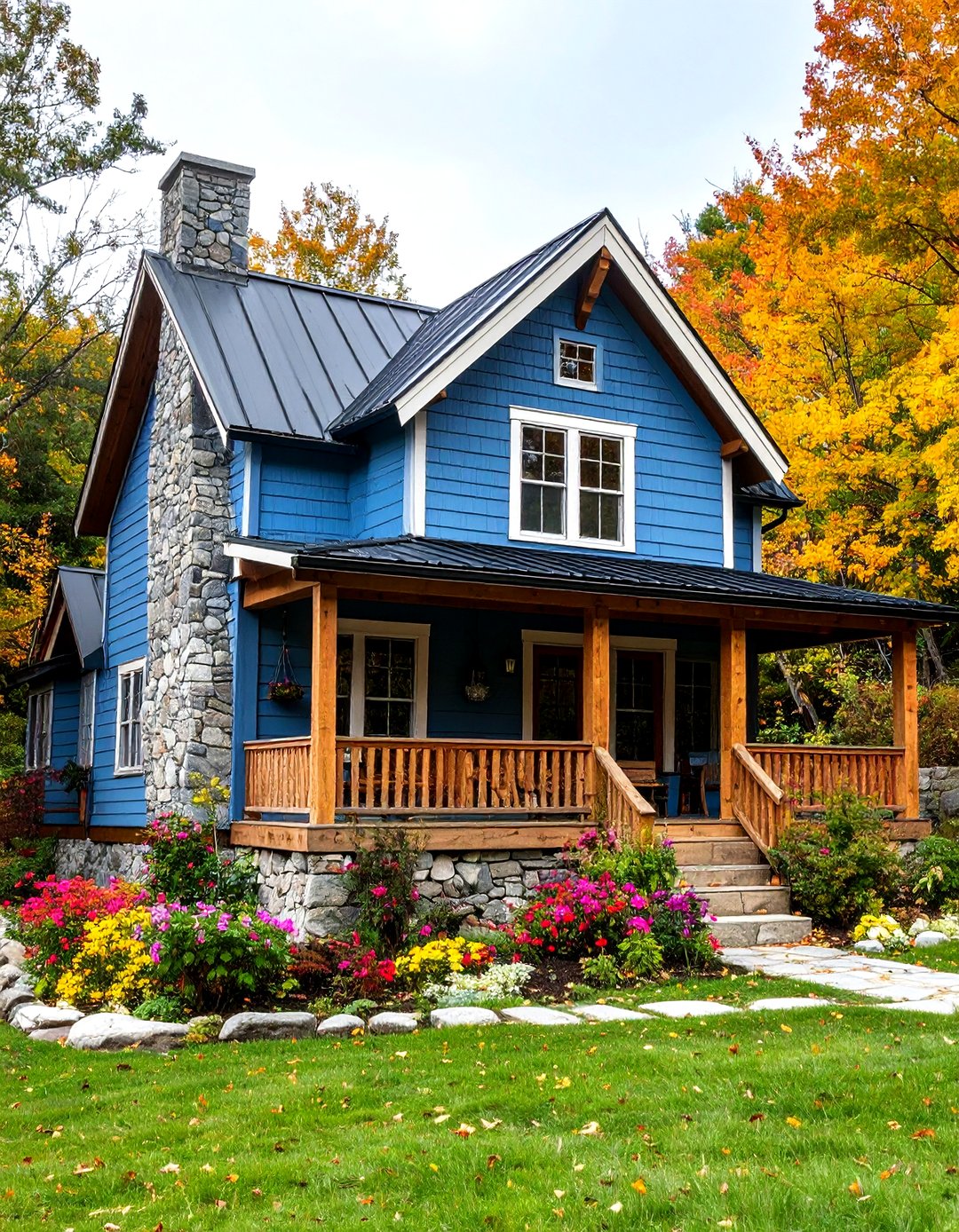 24 Blue House with Black Trim Ideas for Modern Homes - Too Much Time