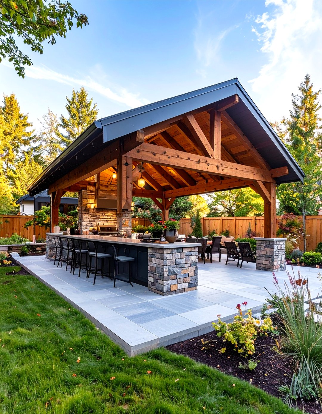 24 Outdoor Kitchen Roof Ideas That Elevate Your Space - Too Much Time