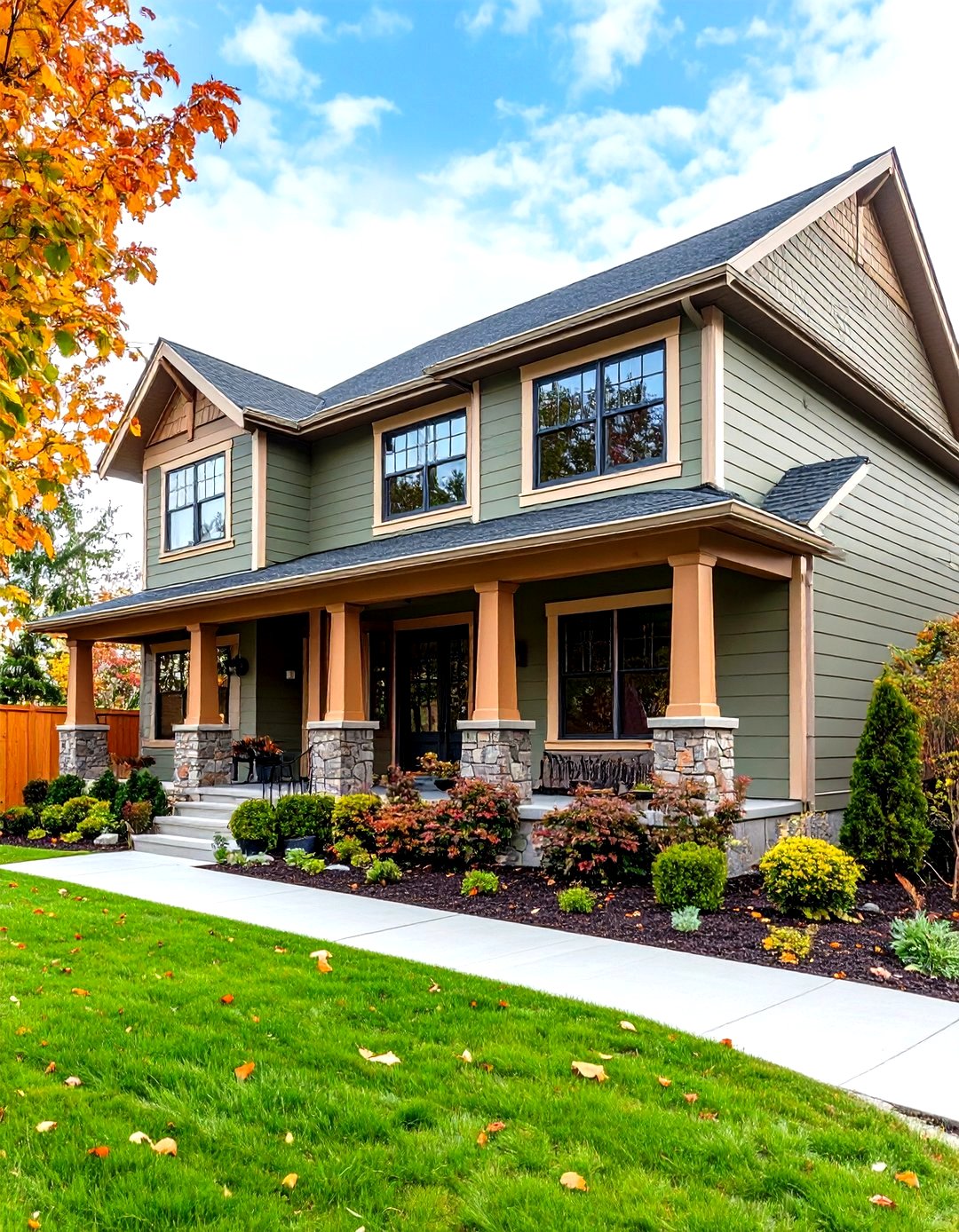 24 Exterior House Color Schemes with Sage Green Siding - Too Much Time