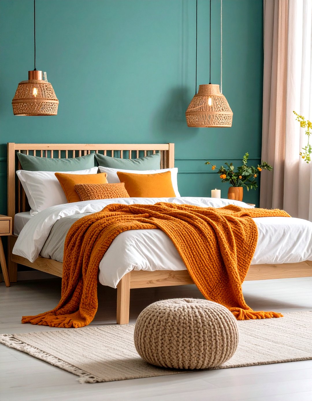 24 Teal and Orange Bedroom Ideas to Brighten Spaces - Too Much Time