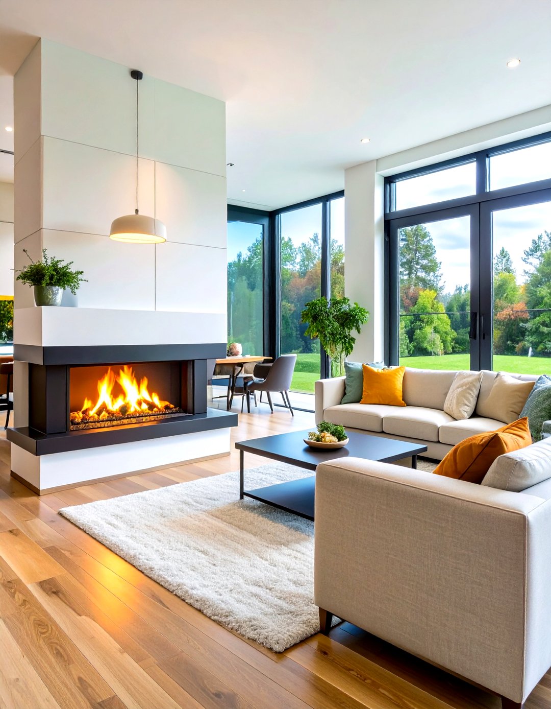 24 3 Sided Fireplace Ideas for Stylish Cozy Focal Point - Too Much Time
